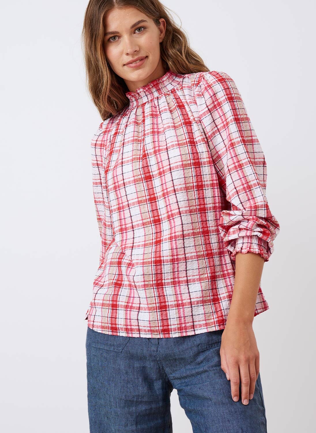 Poppy Cotton Check Blouse | Women's Shirts & Blouses | Brora