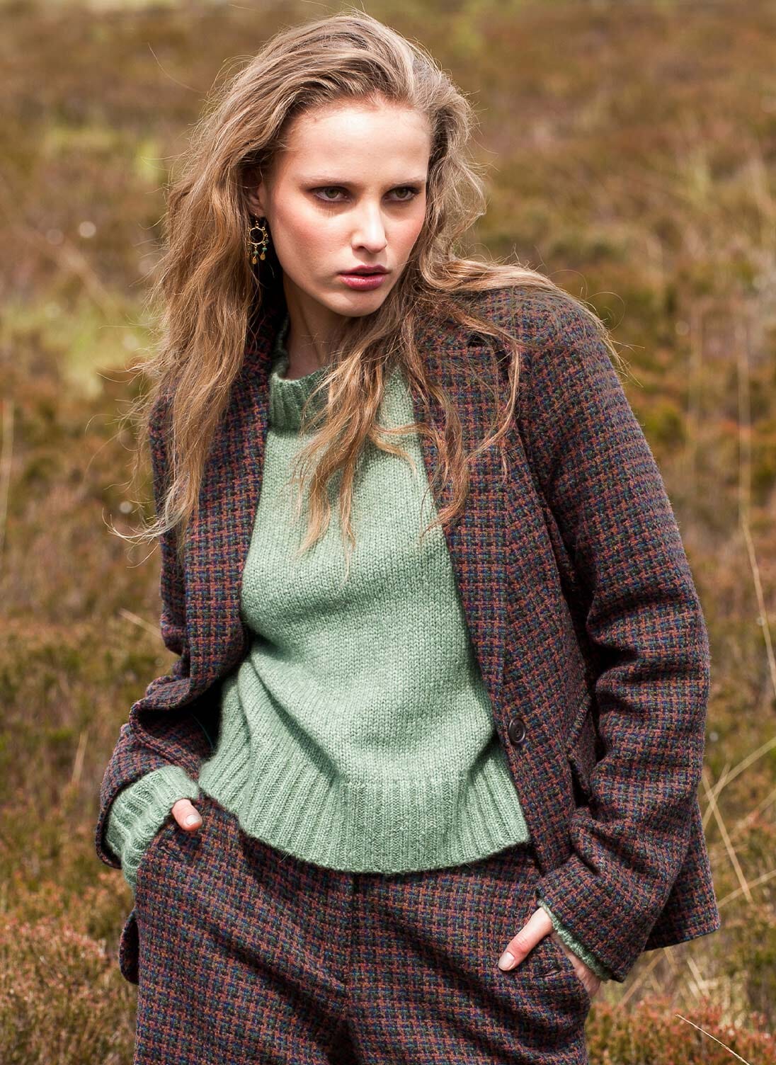 Old Rose & Marine Harris Tweed Jacket | Women's Coats | Brora