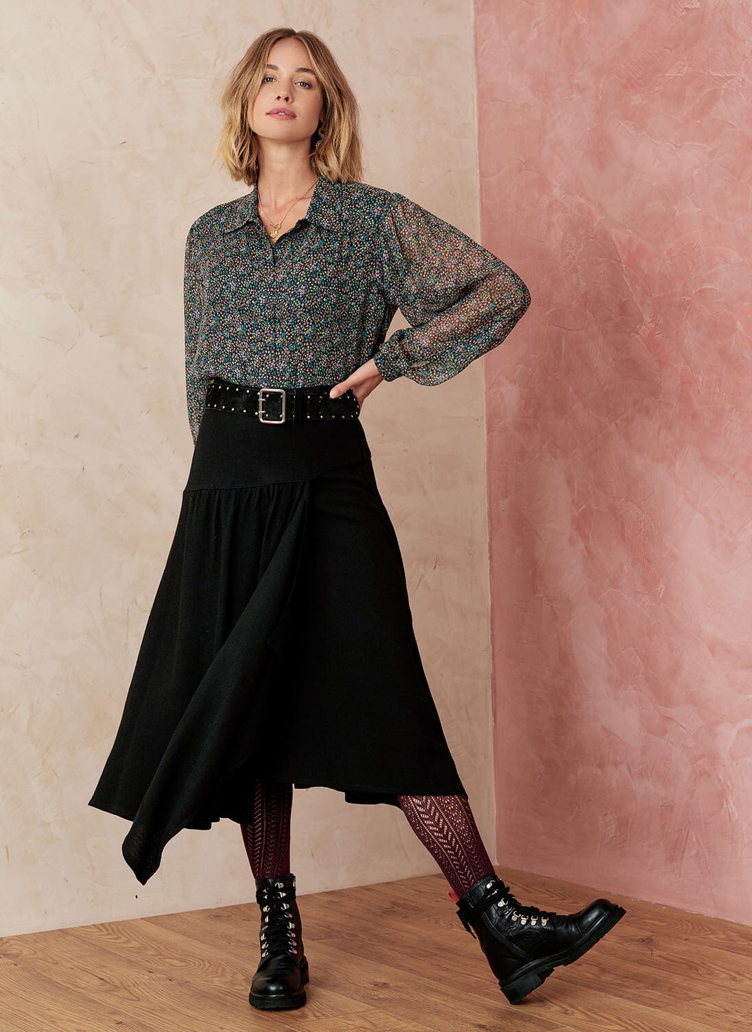 Black Waterfall Skirt | Midi & Maxi Skirts | Brora