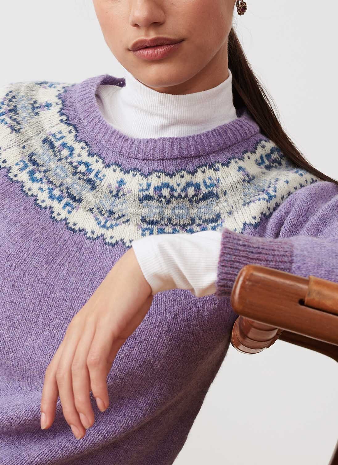 Crocus Wool Fair Isle Yoke Jumper | Jumpers | Brora Online