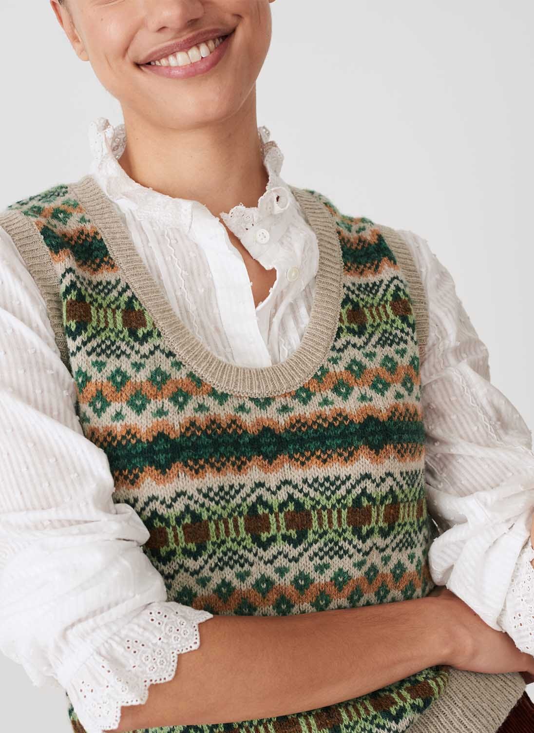 Stone Wool Fair Isle Tank | Women's Tanks & Vests | Brora