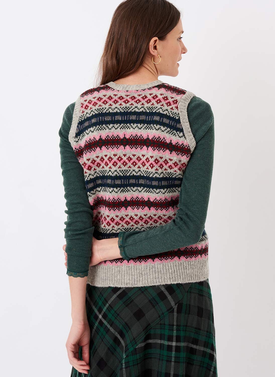 Silver Wool Fair Isle Tank | Fair Isle Tank Tops | Brora