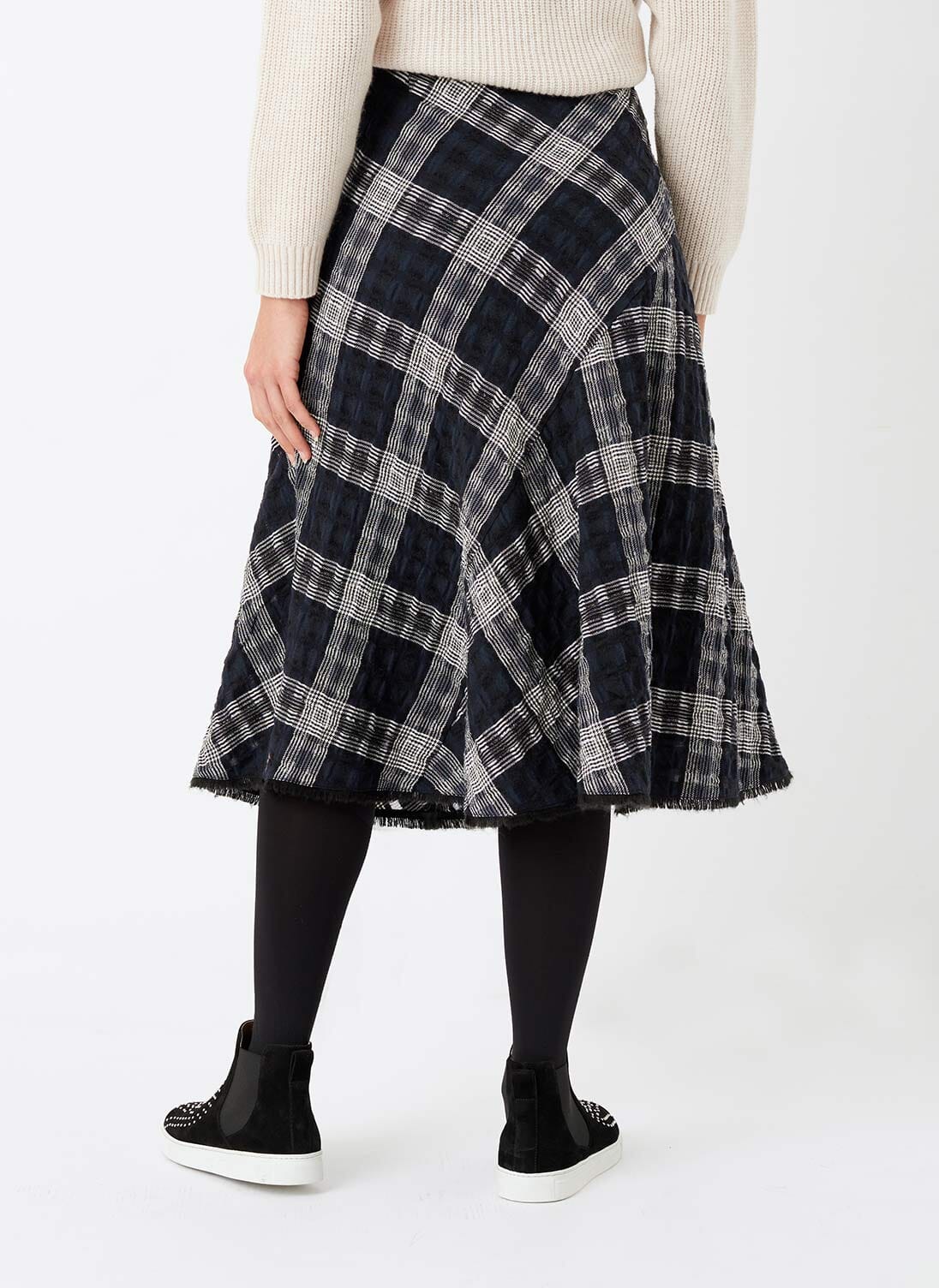 Wool Check Skirt in Monochrome | Women's Skirts | Brora