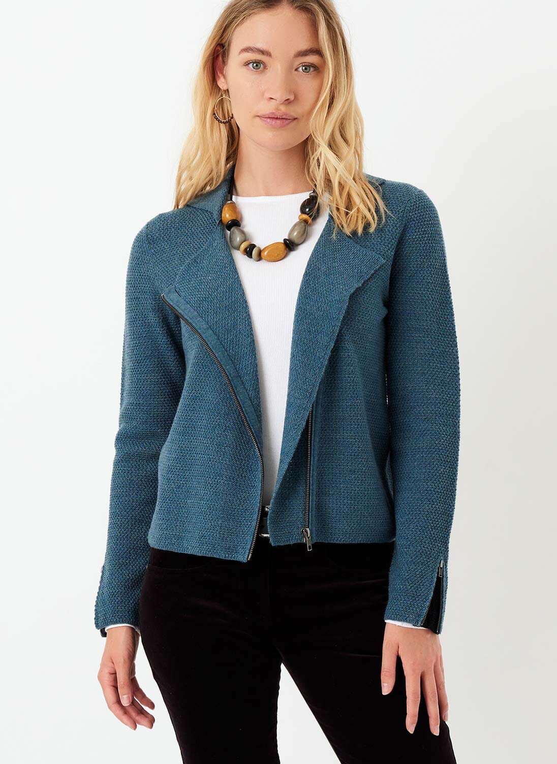 Verdigris Merino Biker Jacket | Women's Cardigans | Brora