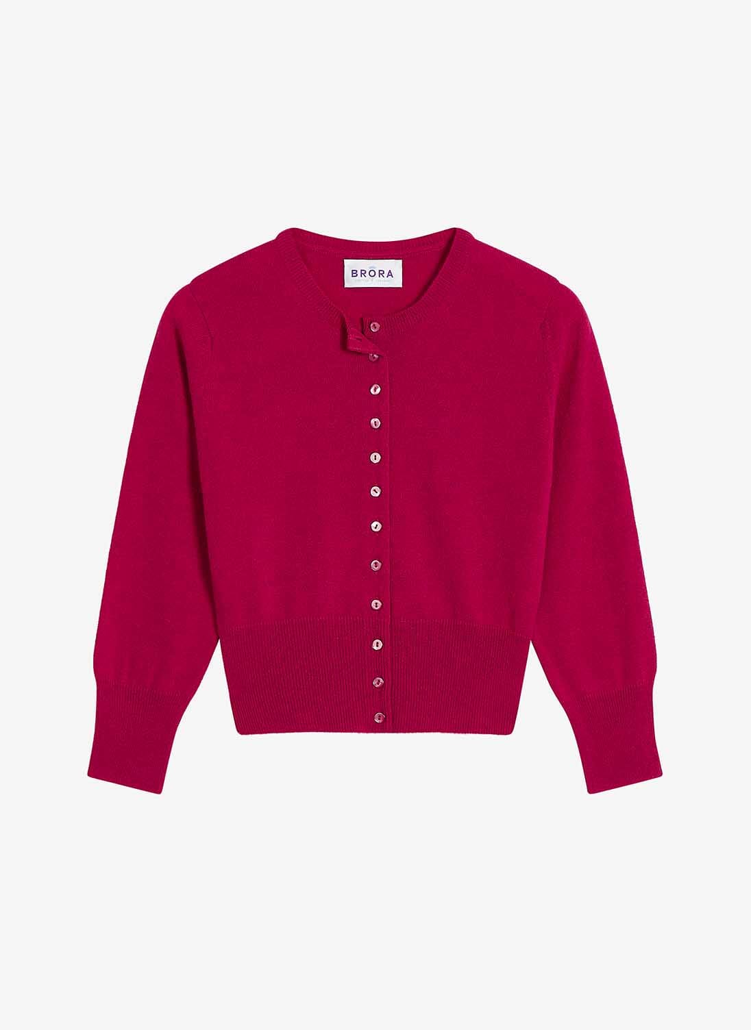 Magenta Cashmere Cropped Cardigan | Women's Cardigans | Brora