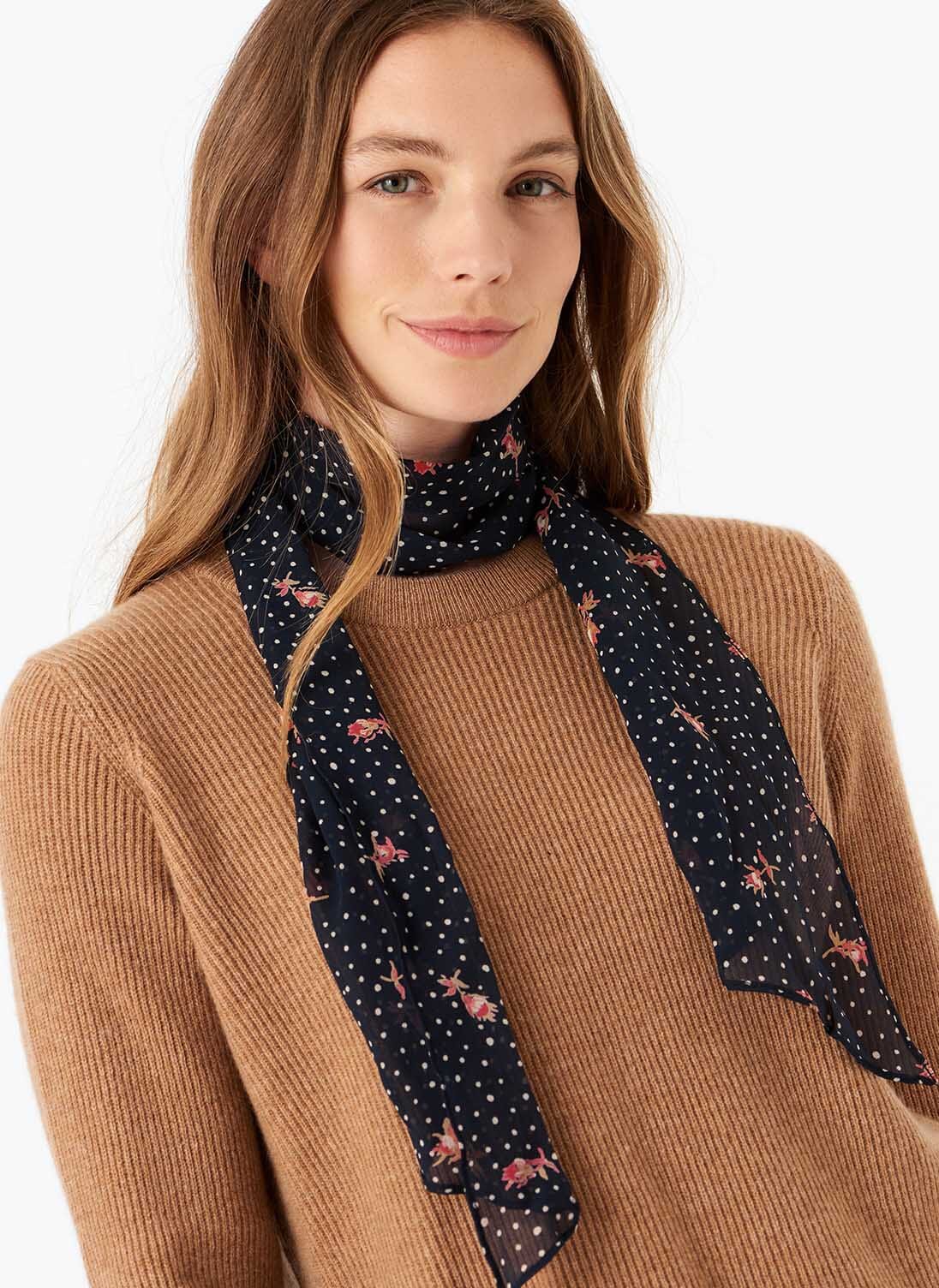 Silk Neck Tie in Midnight | Women's Silk Scarves | Brora