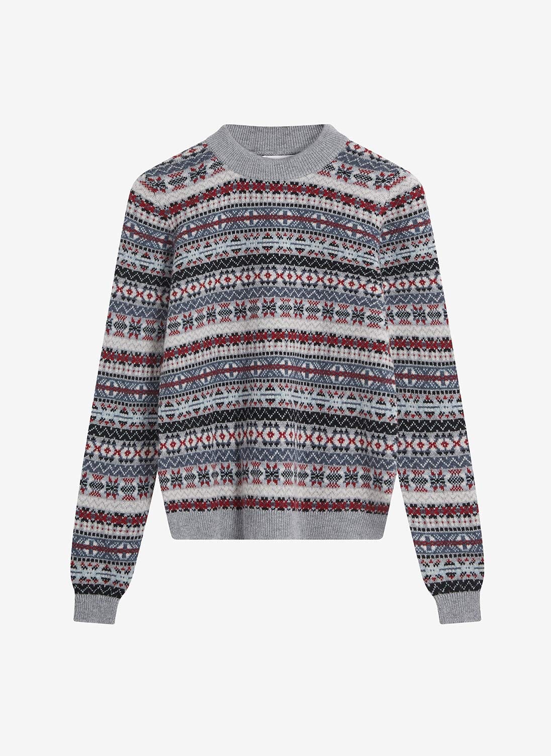 Cashmere Fair Isle Jumper in Silver | Women's Jumpers | Brora