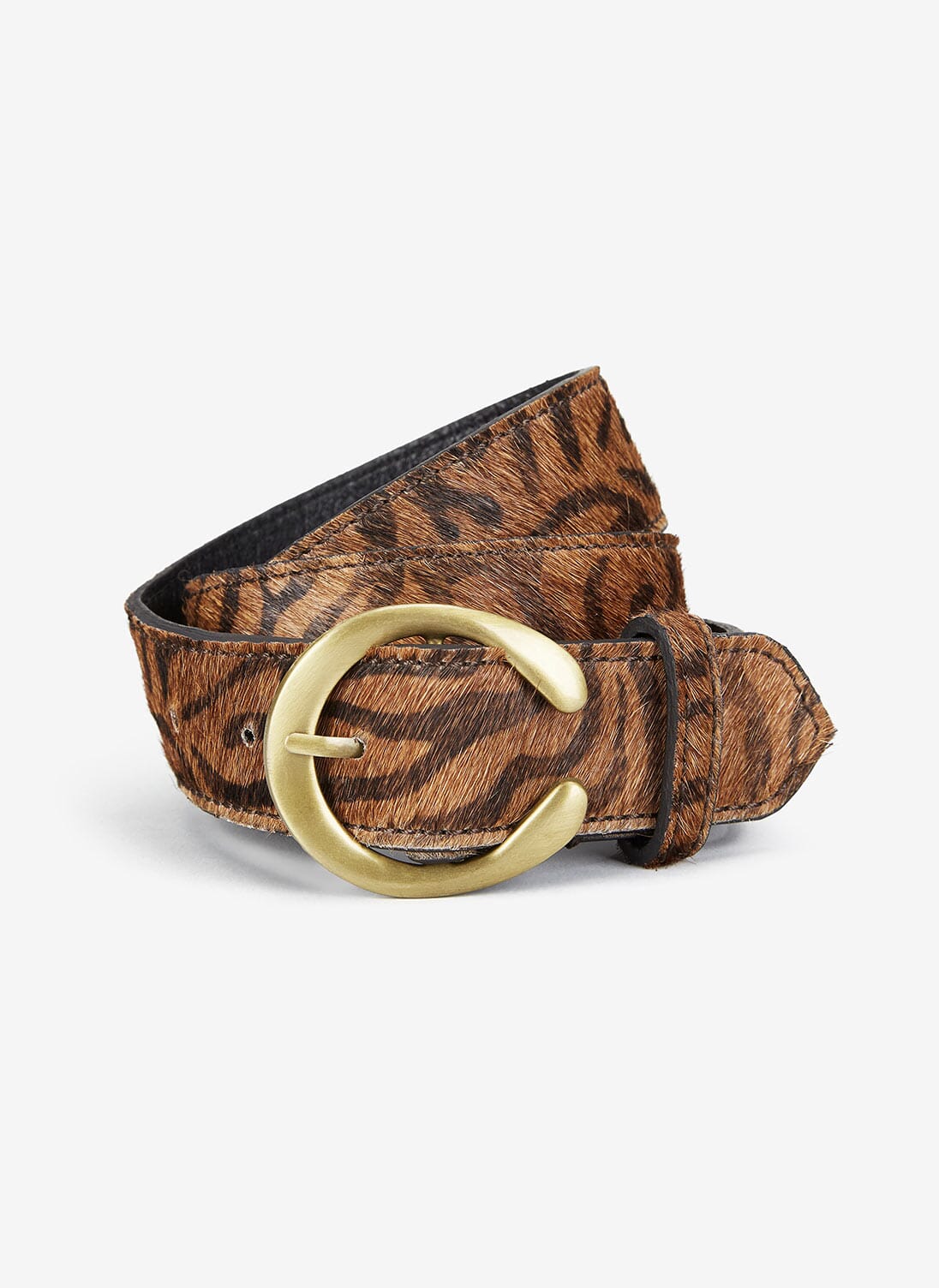 Caramel Tiger Print Belt | Belts & Bags | Brora UK