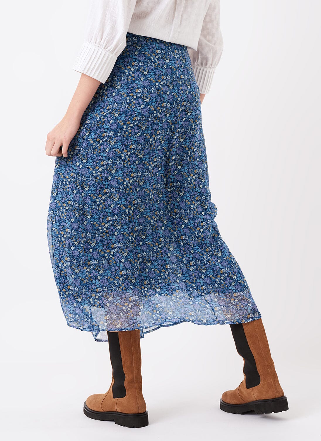 Delft Floral Liberty Print Silk Chiffon Skirt | Skirts | Brora