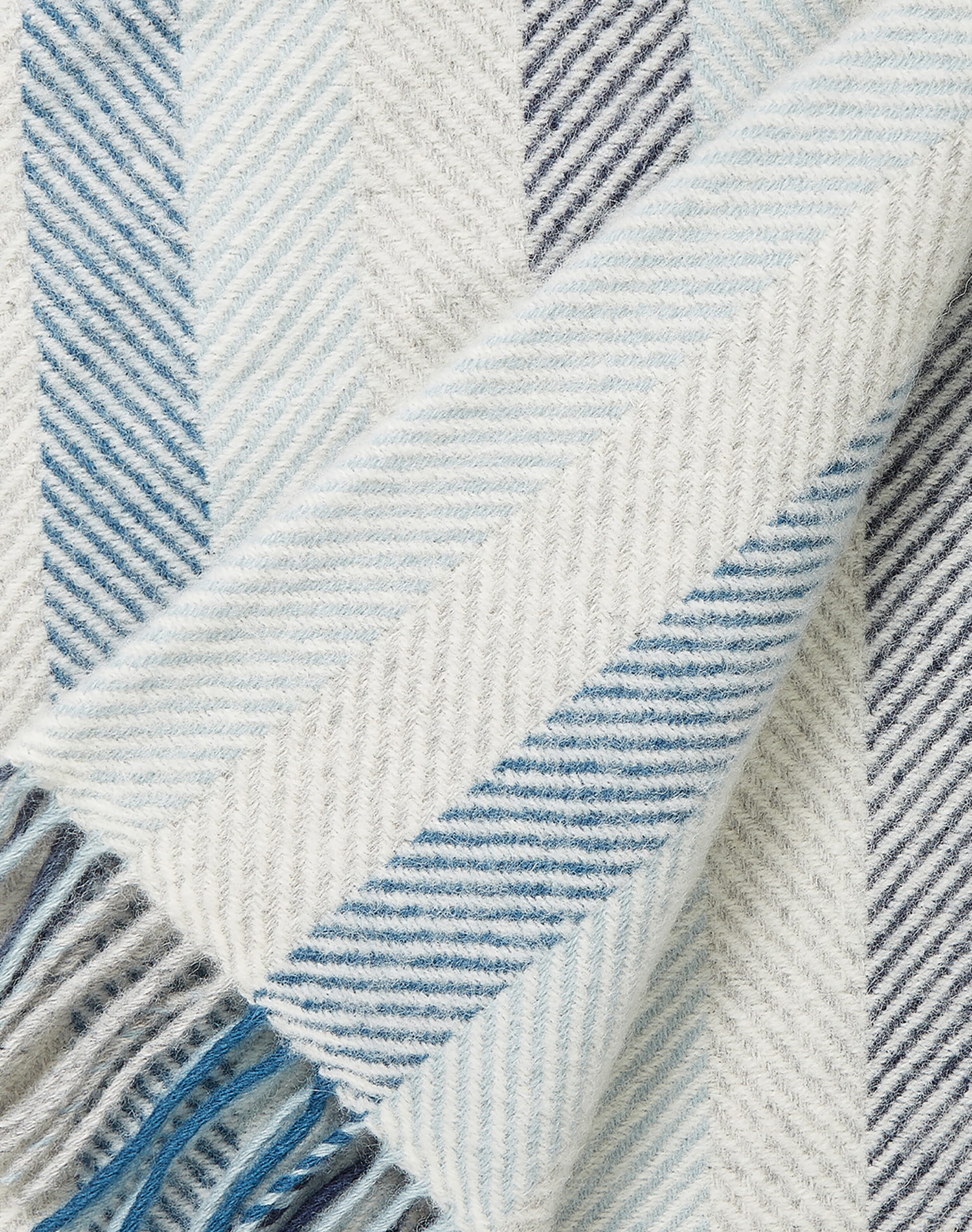 Cloud Stripe Pure Wool Herringbone Stripe Rug | Blankets | Brora