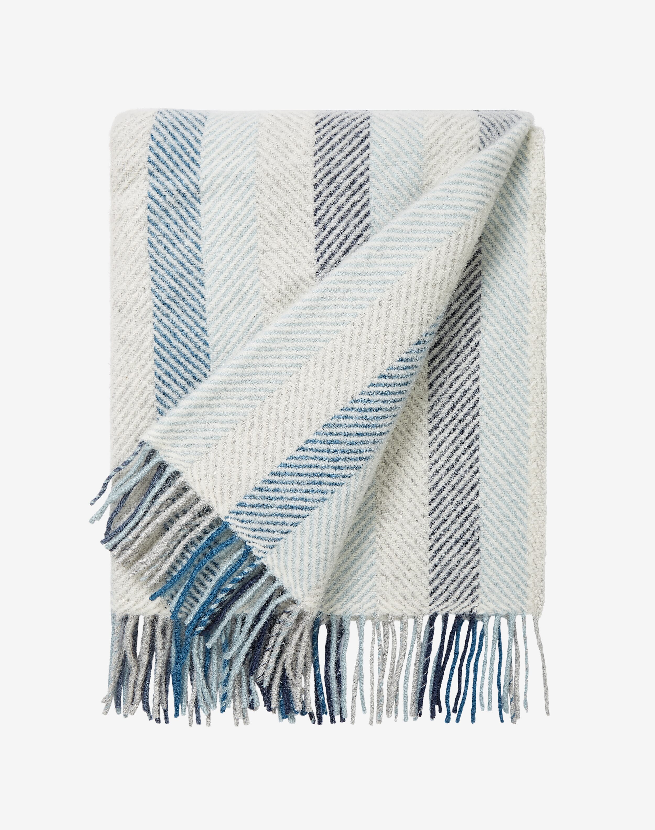 Cloud Stripe Pure Wool Herringbone Stripe Rug | Blankets | Brora