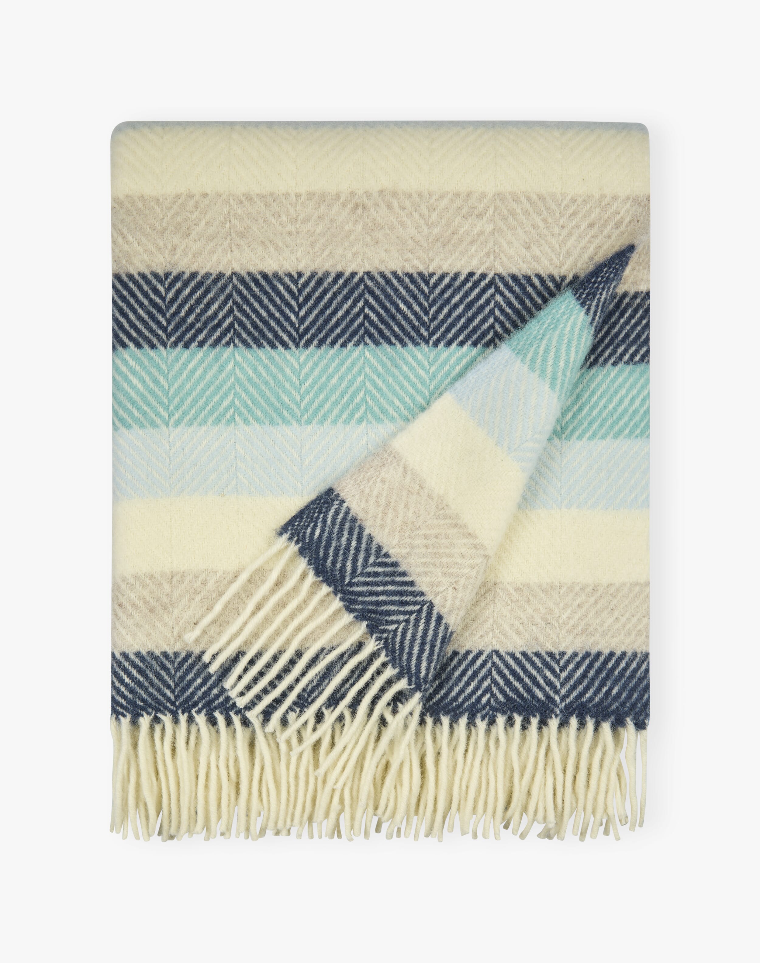 Pure Wool Herringbone Stripe Rug in Coastal Stripe | Brora
