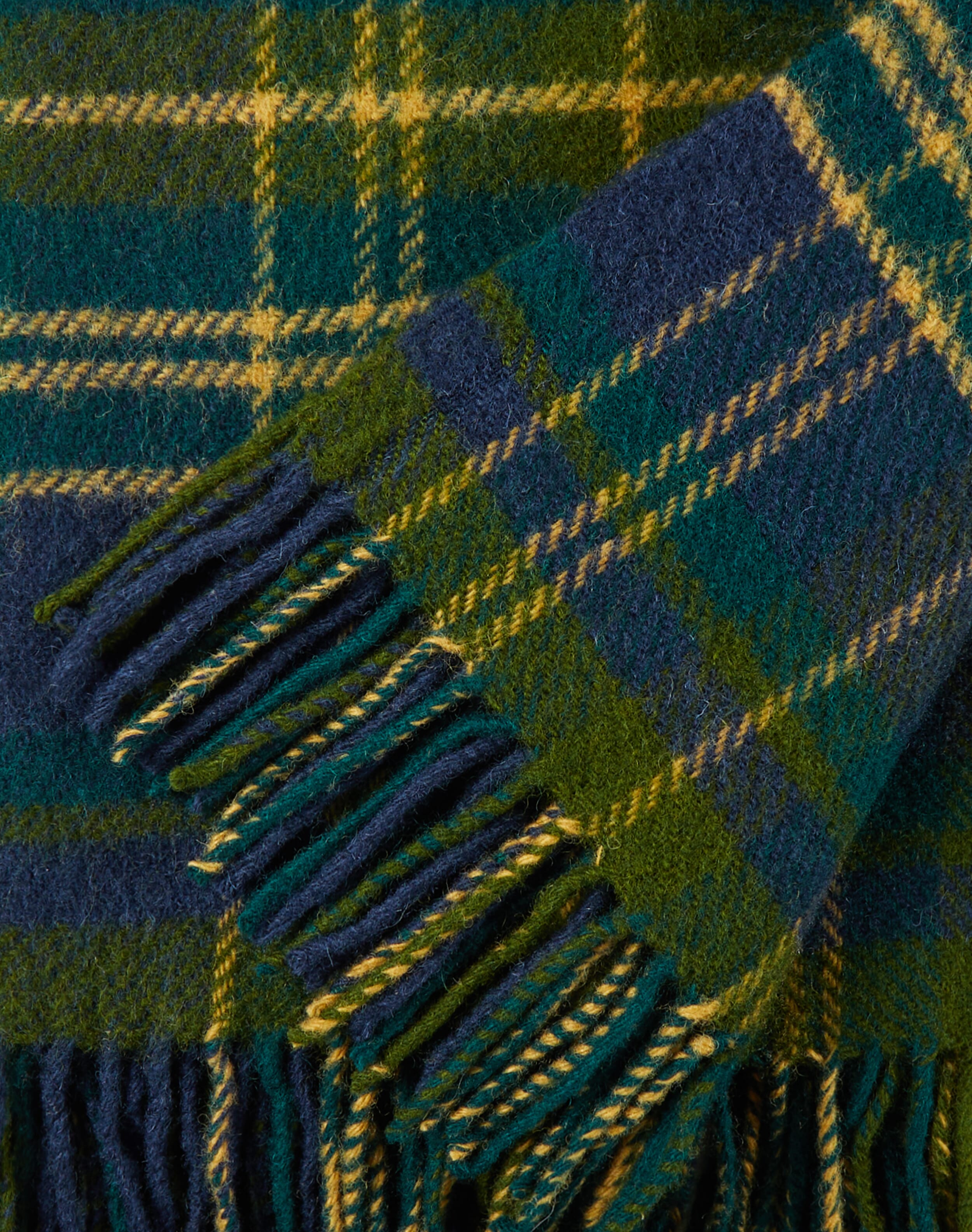 Navy & Green Wool Checked Rug | Accessories | Brora Fashion