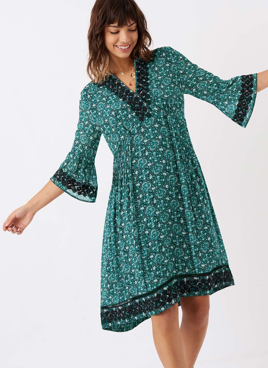Emerald Embroidered Silk Dress | Midi, Maxi Dresses | Brora
