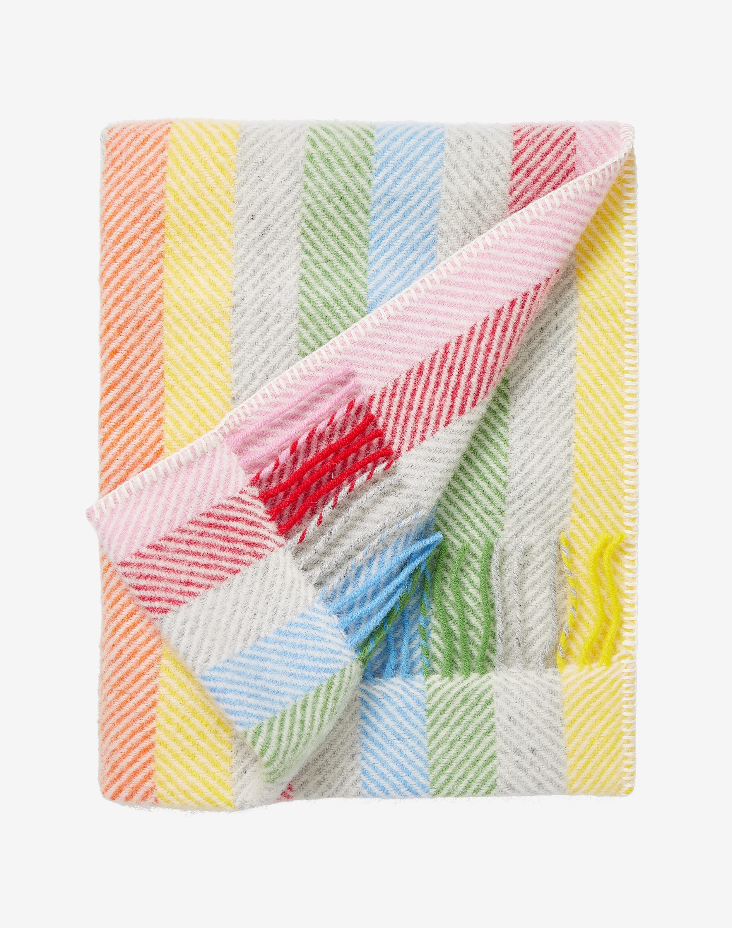 Pure Wool Baby Blanket in Rainbow Stripe | Baby Gifts | Brora