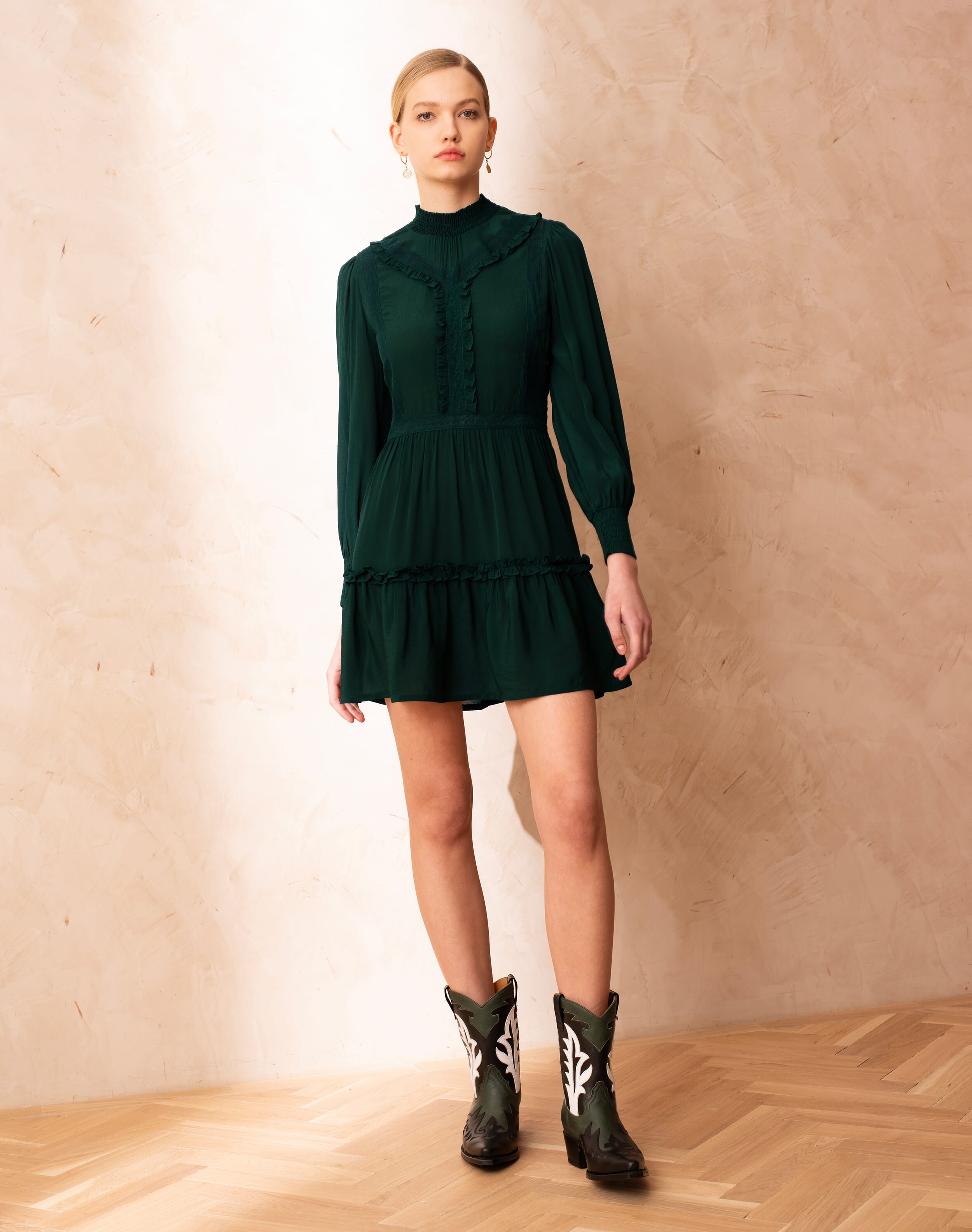 Green Ruffle Dress | Women's Dresses | Skye by Brora