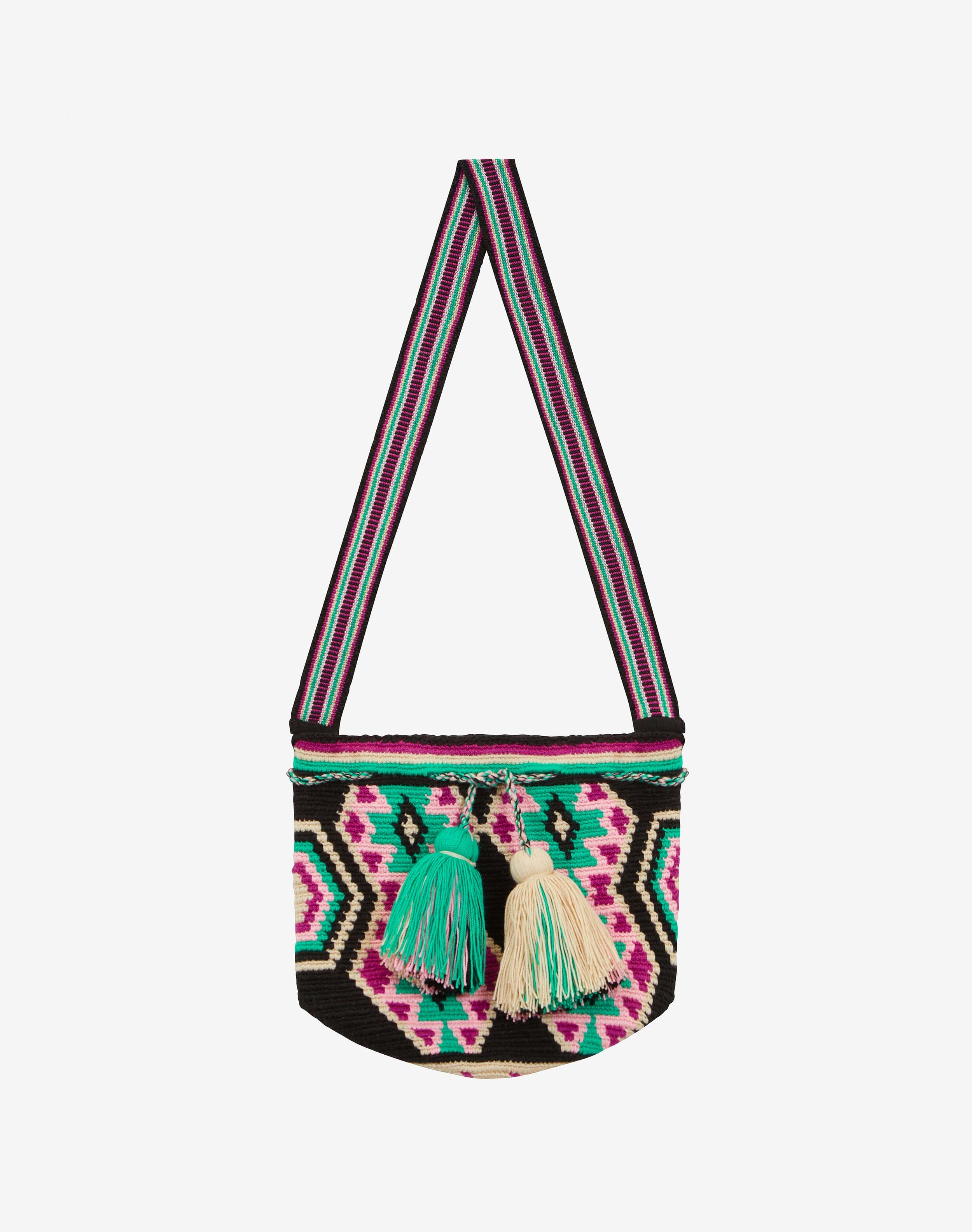 Black Hand Woven Tassel Mini Bag | Accessories | Brora Fashion