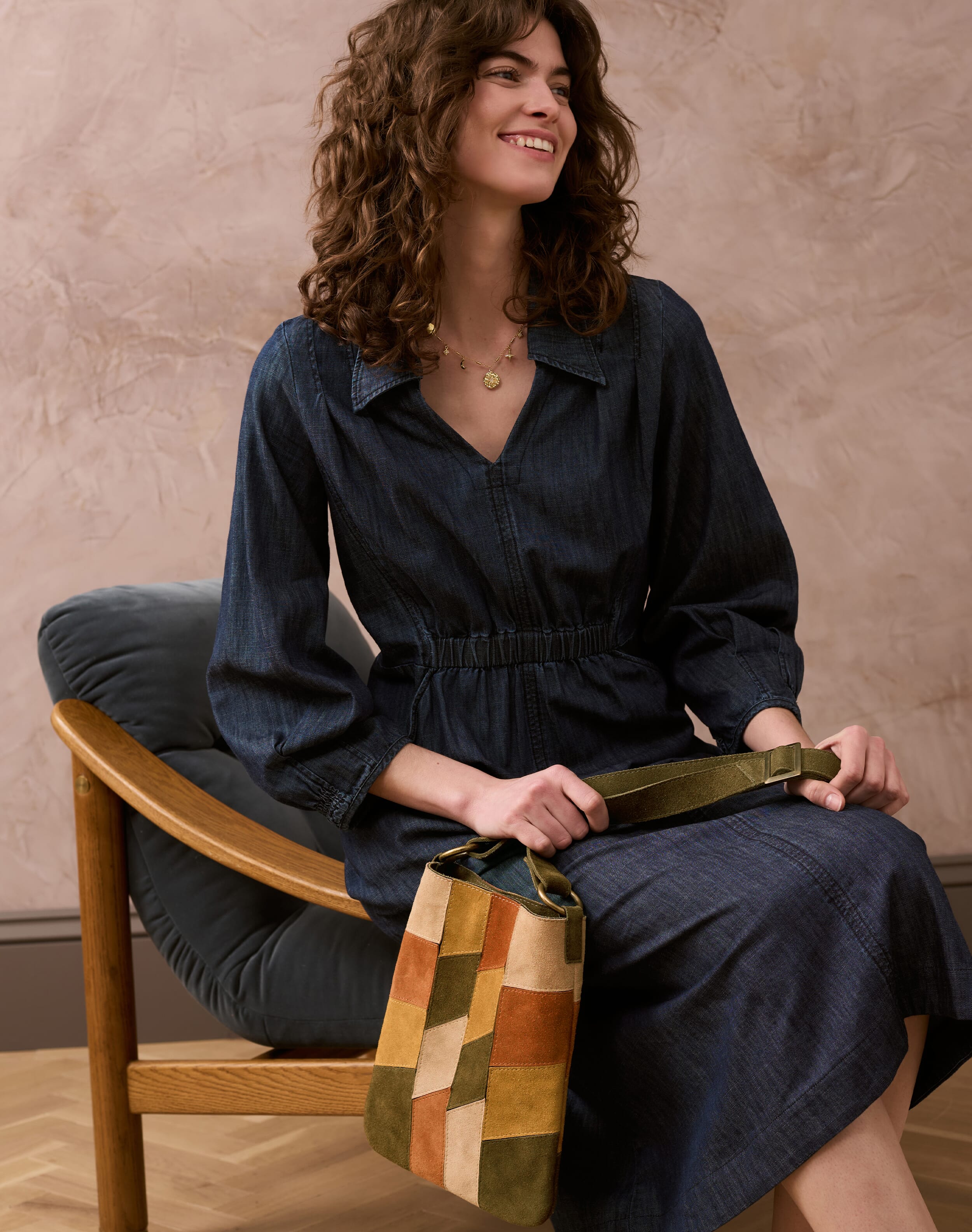 Olive Suede Patchwork Bag | Accessories | Brora Sale