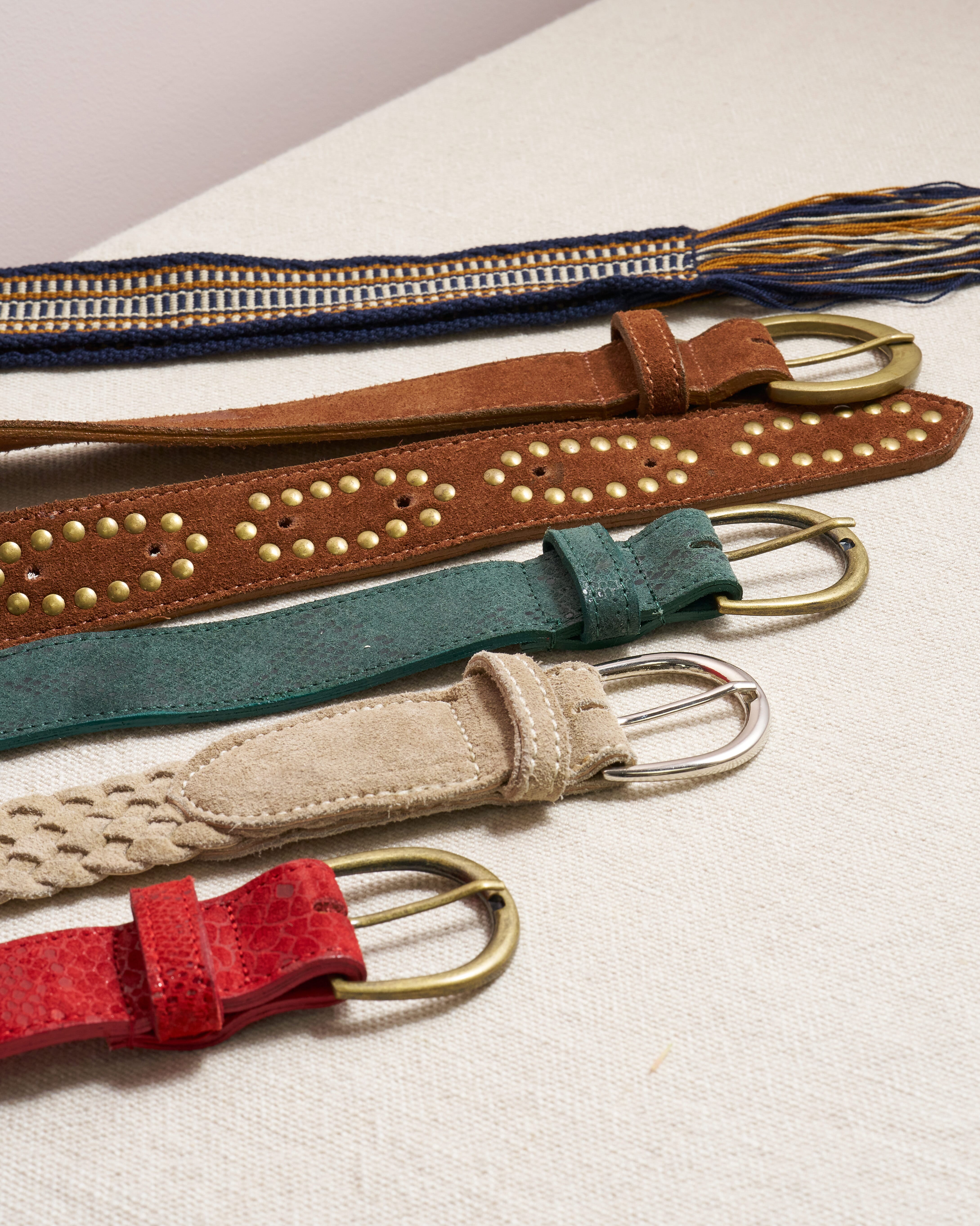 Woven Suede Belt in Stone | Accessories | Brora Fashion