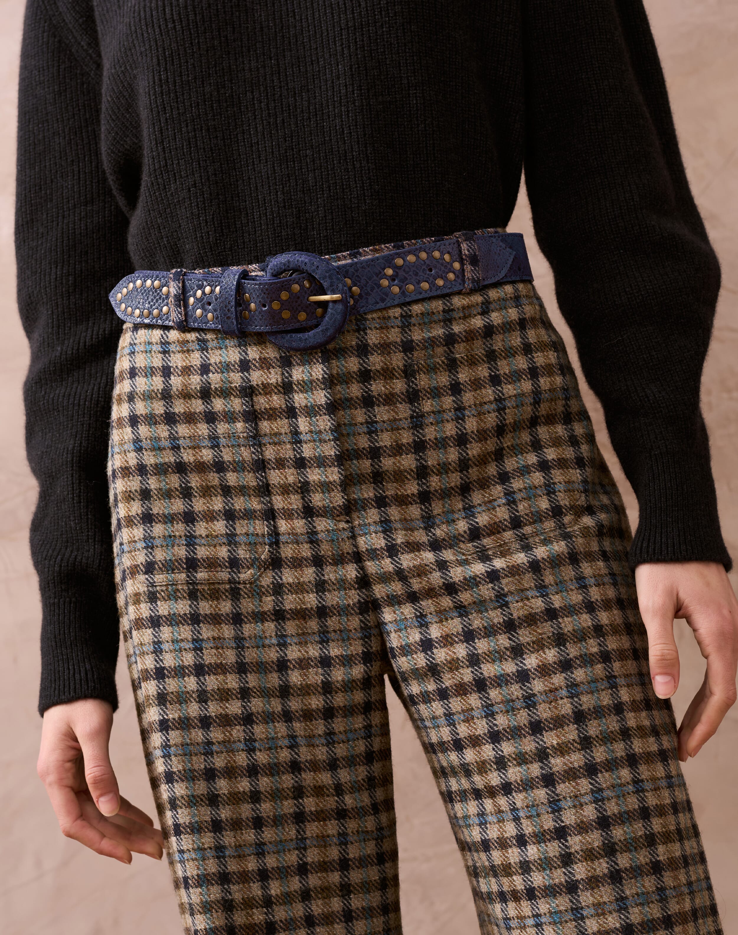 Navy Snake Print Leather Belt | Accessories | Brora Sale