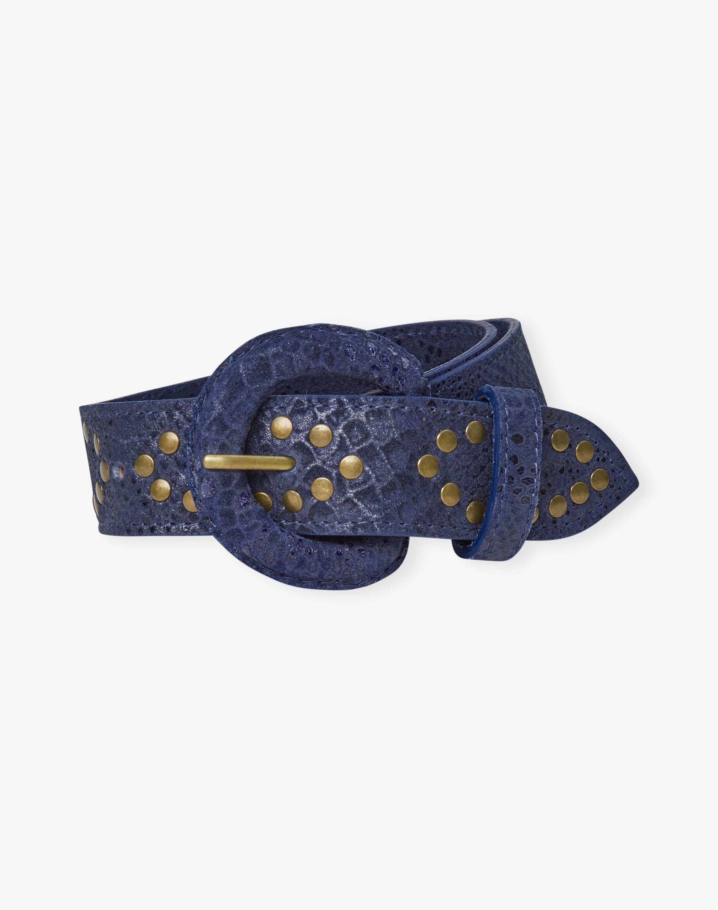 Navy Snake Print Leather Belt | Accessories | Brora Sale