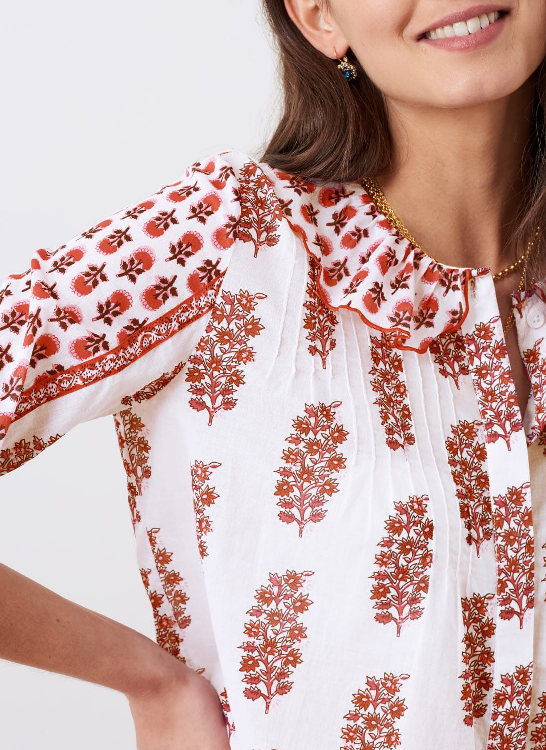 Poppy Cotton Voile Patchwork Blouse | Women's Blouses | Brora
