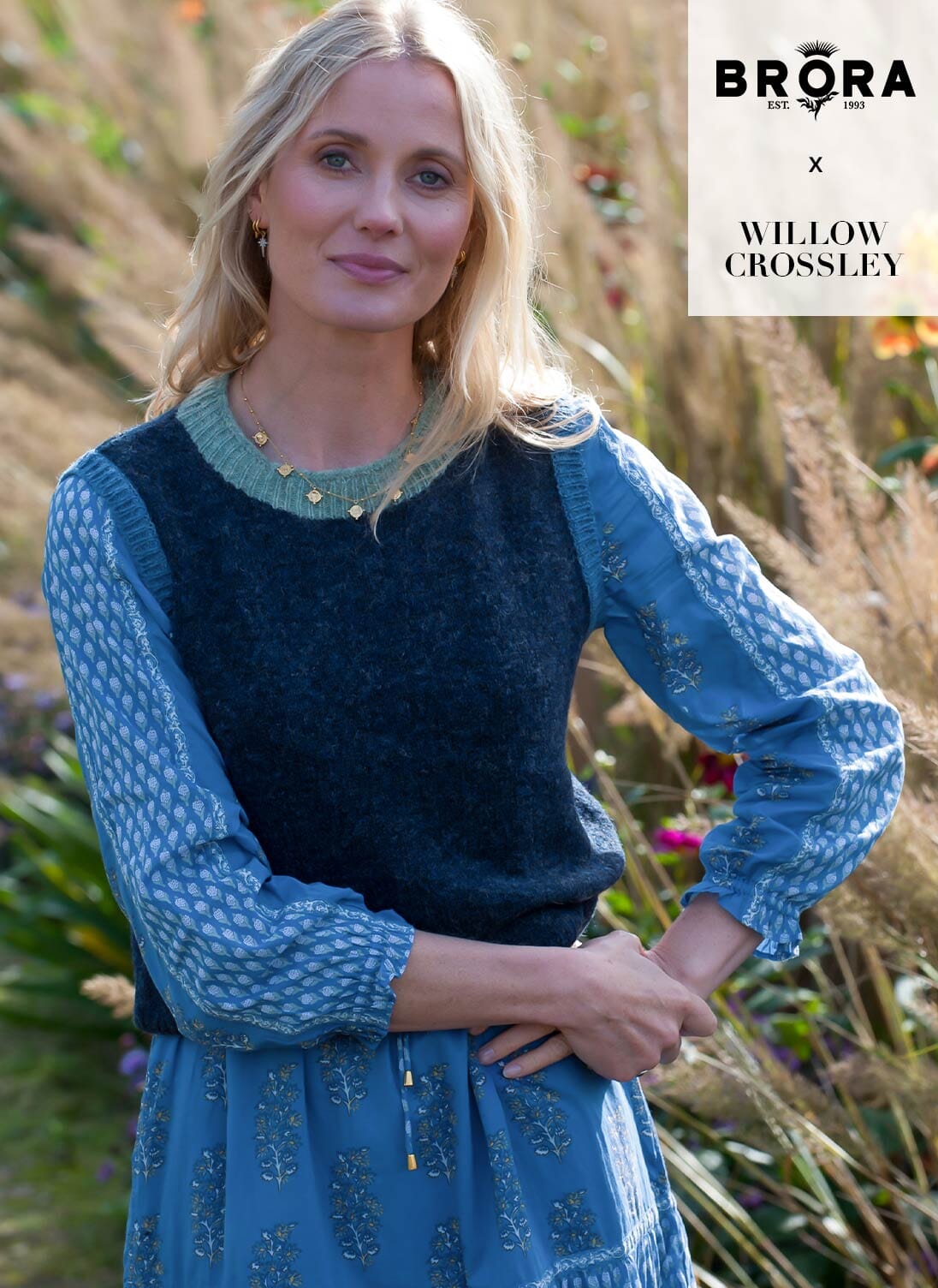Navy Wool Colour Block Tank | Women's Tanks & Vests | Brora