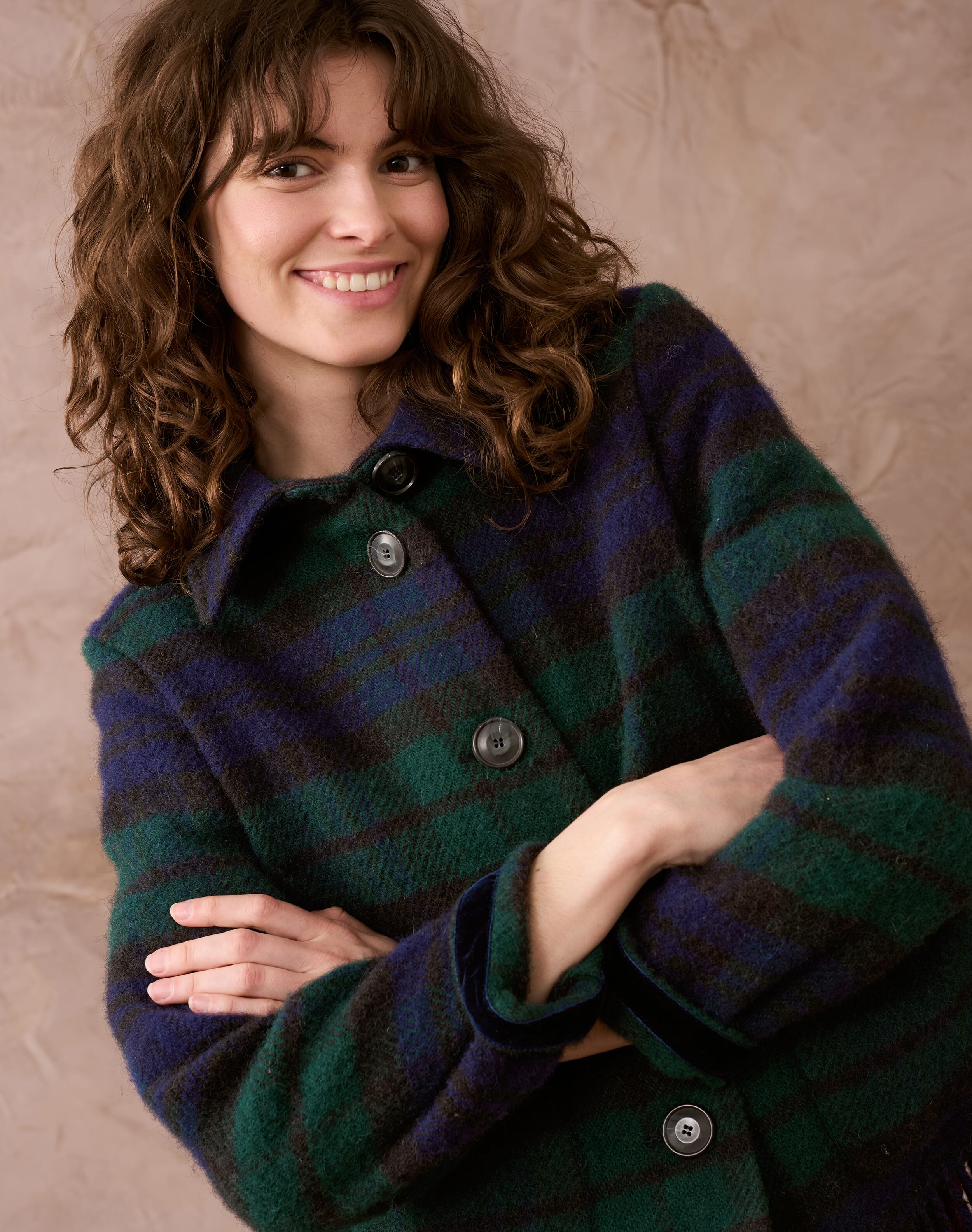 Wool Blanket Jacket in Blackwatch | Women's Jackets | Brora UK