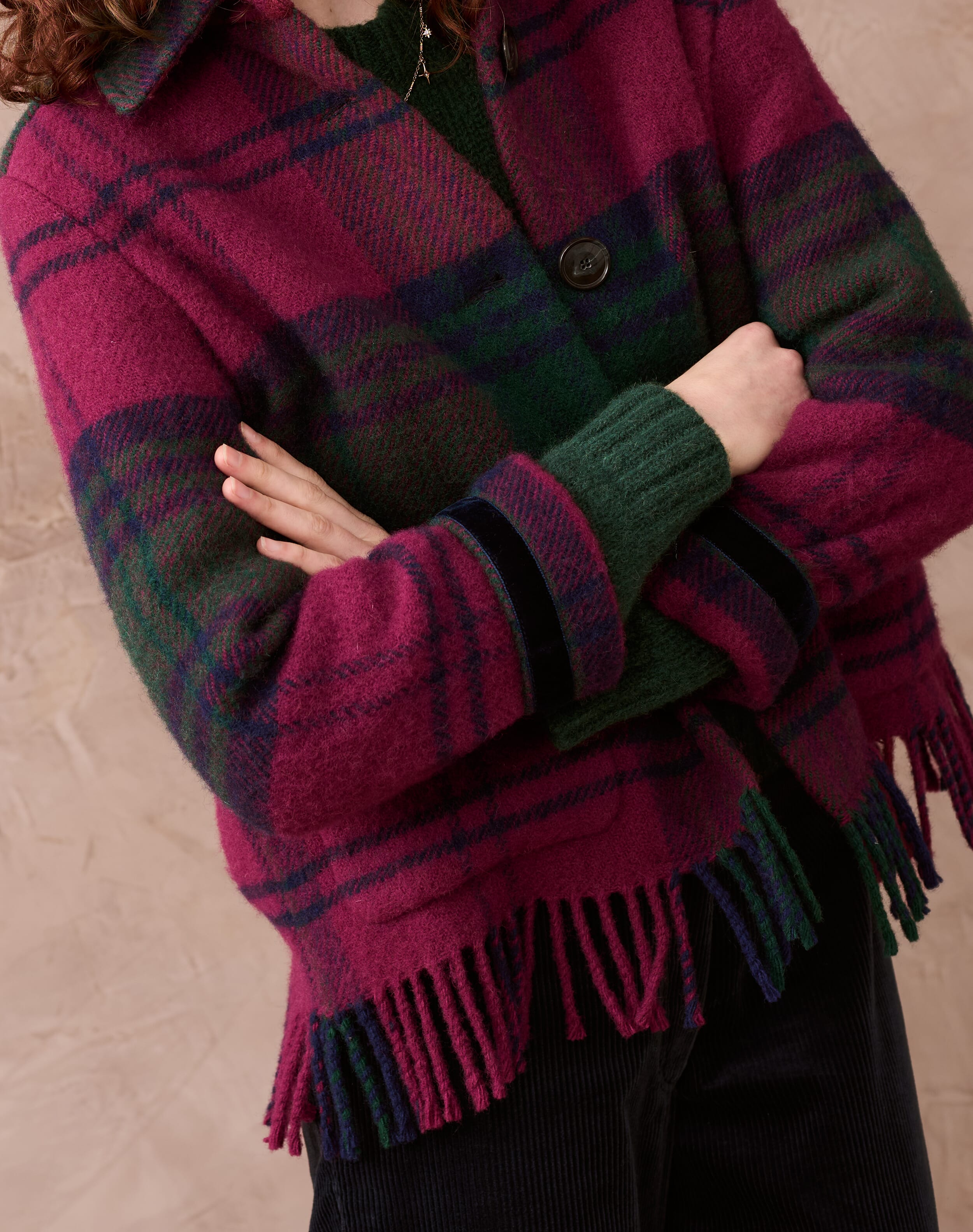 Wool Blanket Jacket in Mulberry | Women's Jackets | Brora UK