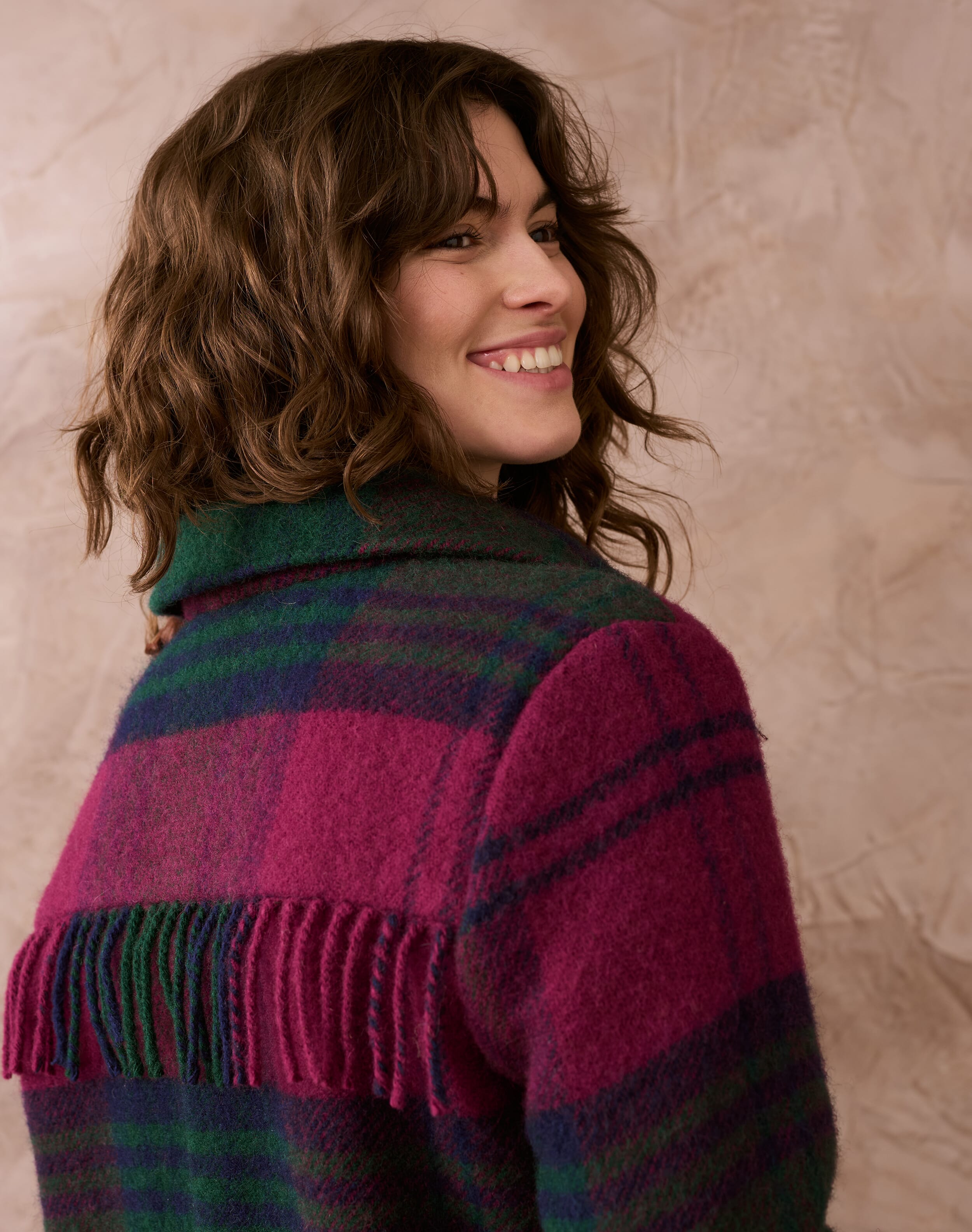 Wool Blanket Jacket in Mulberry | Women's Jackets | Brora UK