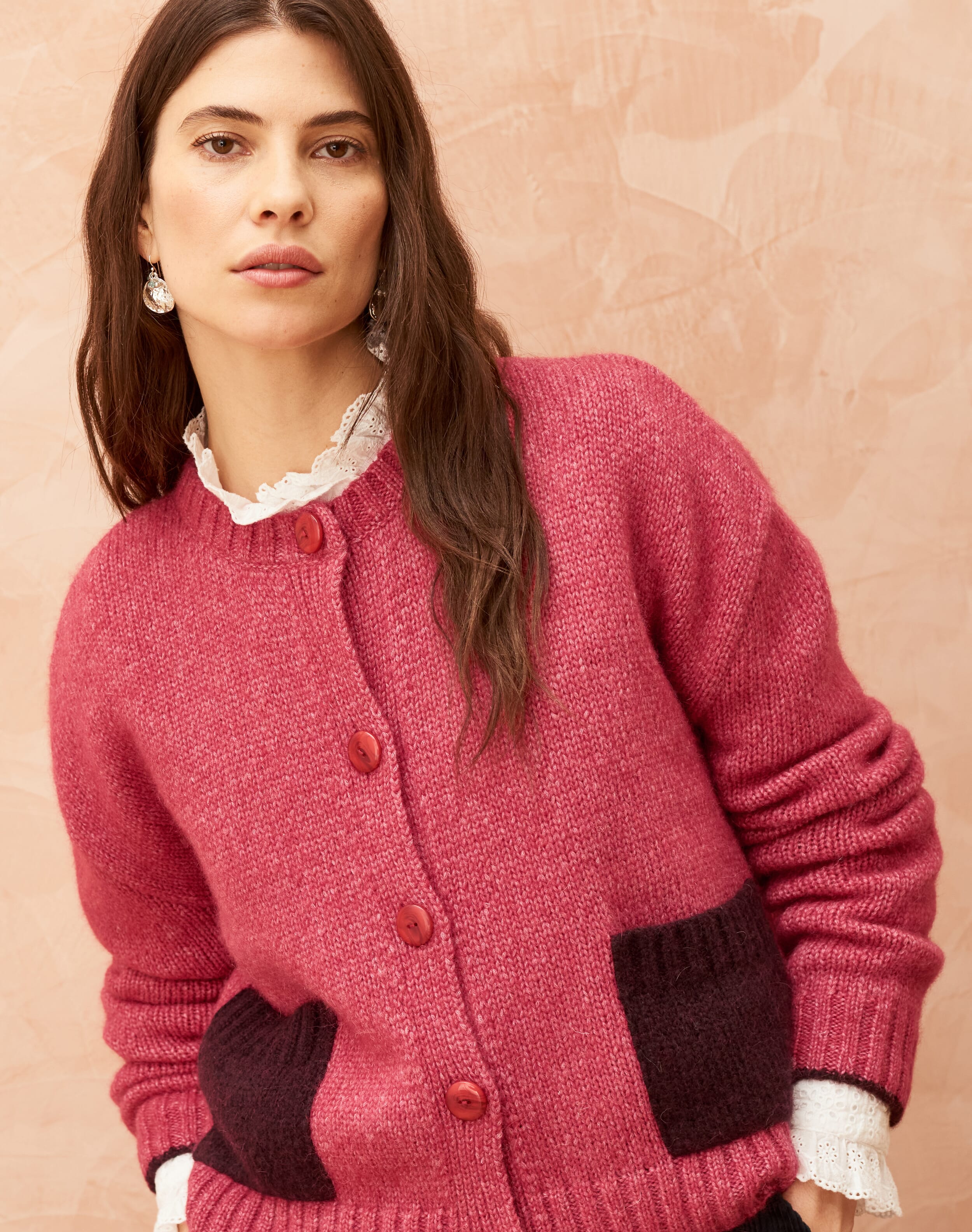 Pink Alpaca Patch Cardigan | Women's Cardigans | Brora Fashion