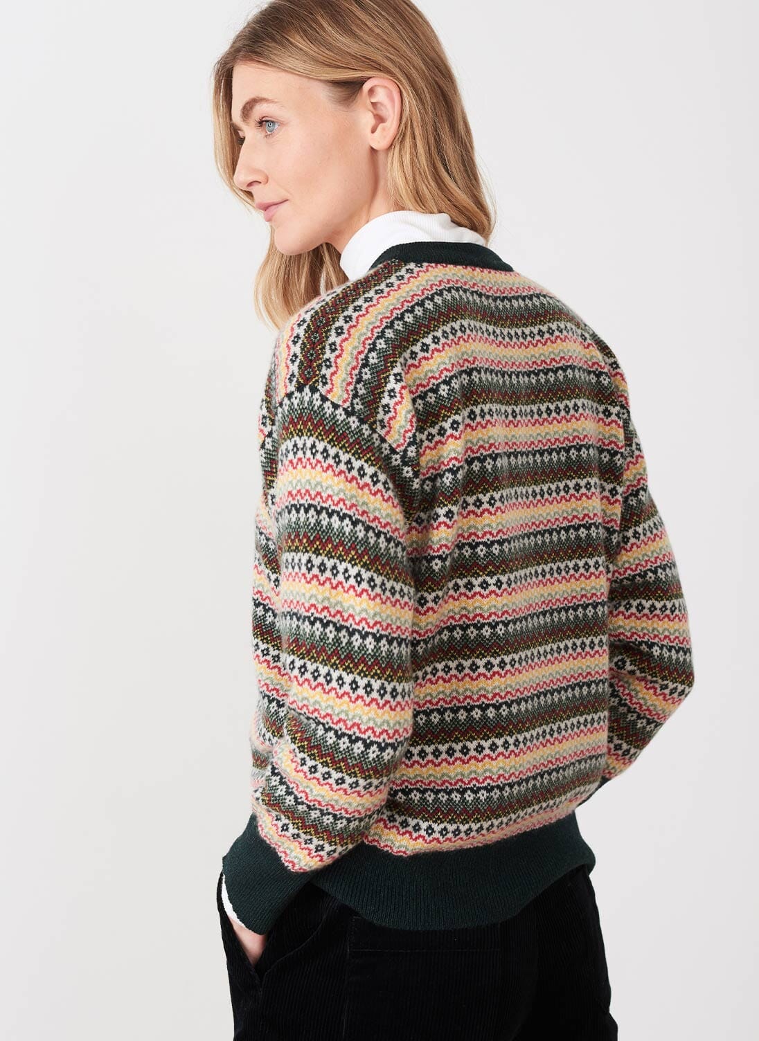 Women's Pine Cashmere Fair Isle Slouchy Jumper | Brora