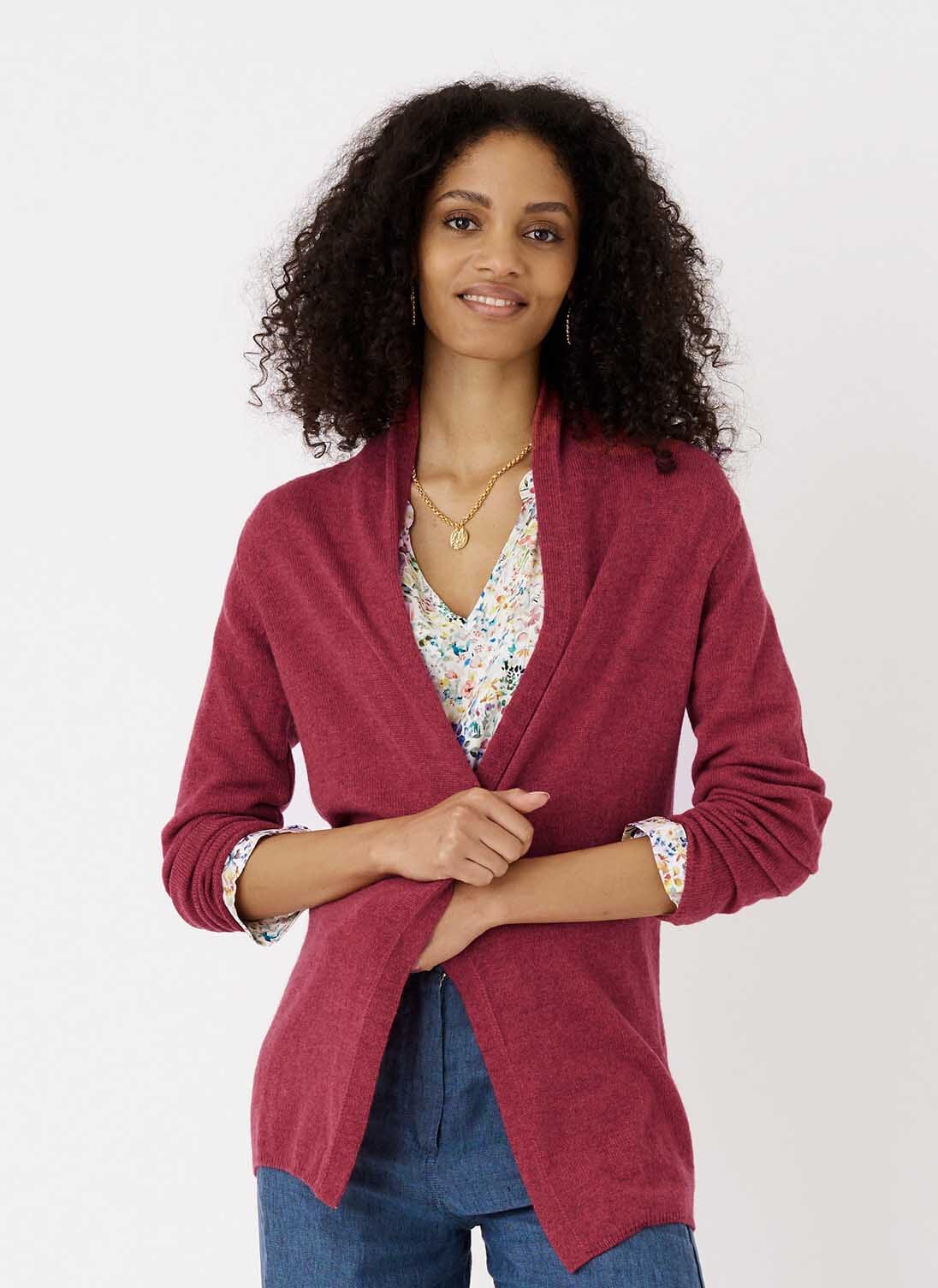 Pomegranate Women's Cashmere Gauzy Shawl Cardigan | Brora UK