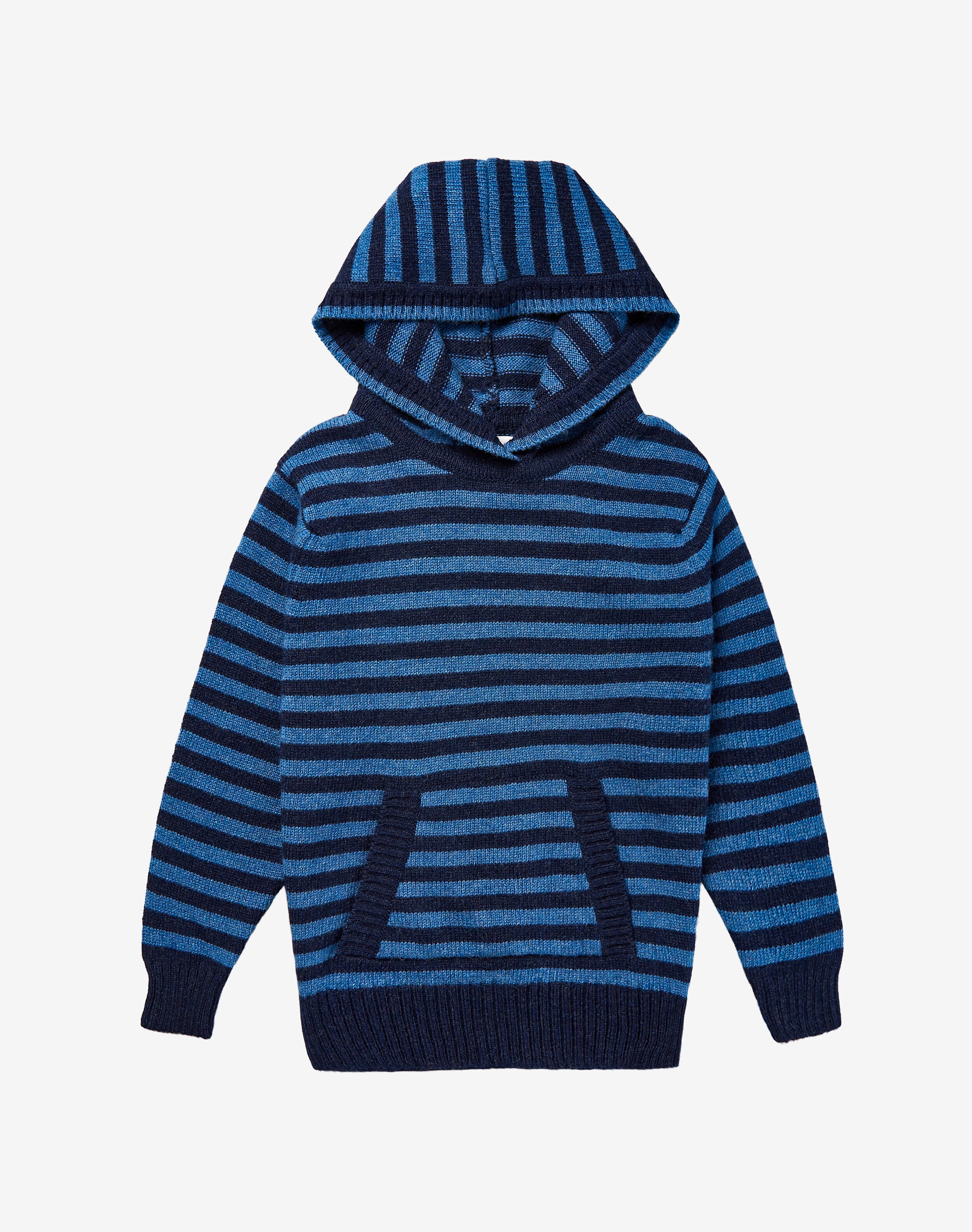 Children's French Navy Cashmere Stripy Hoody | Brora