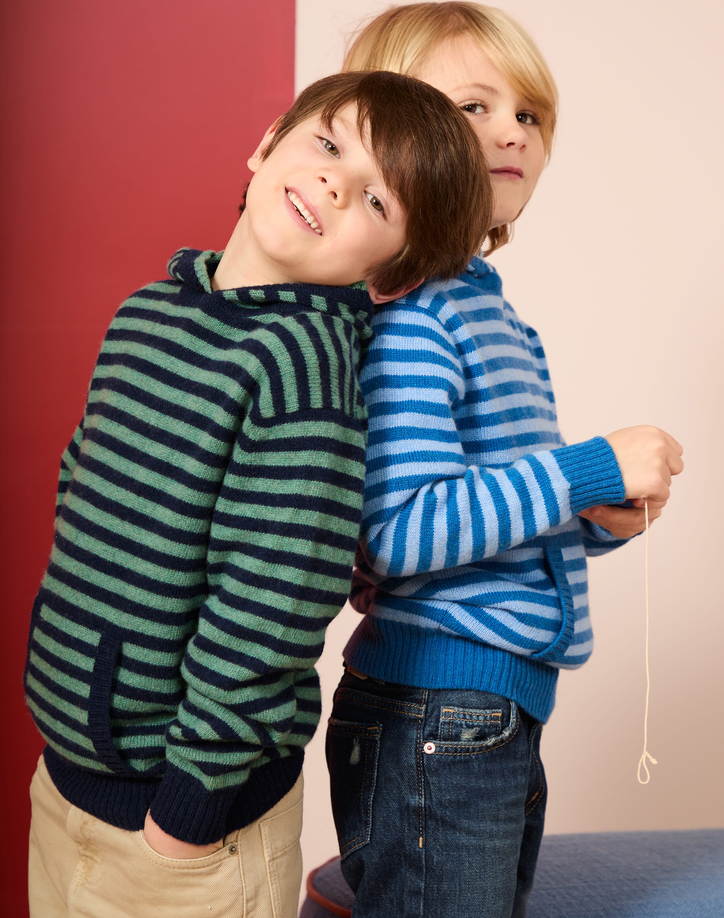 Children's Green Cashmere Stripy Hoody | Brora