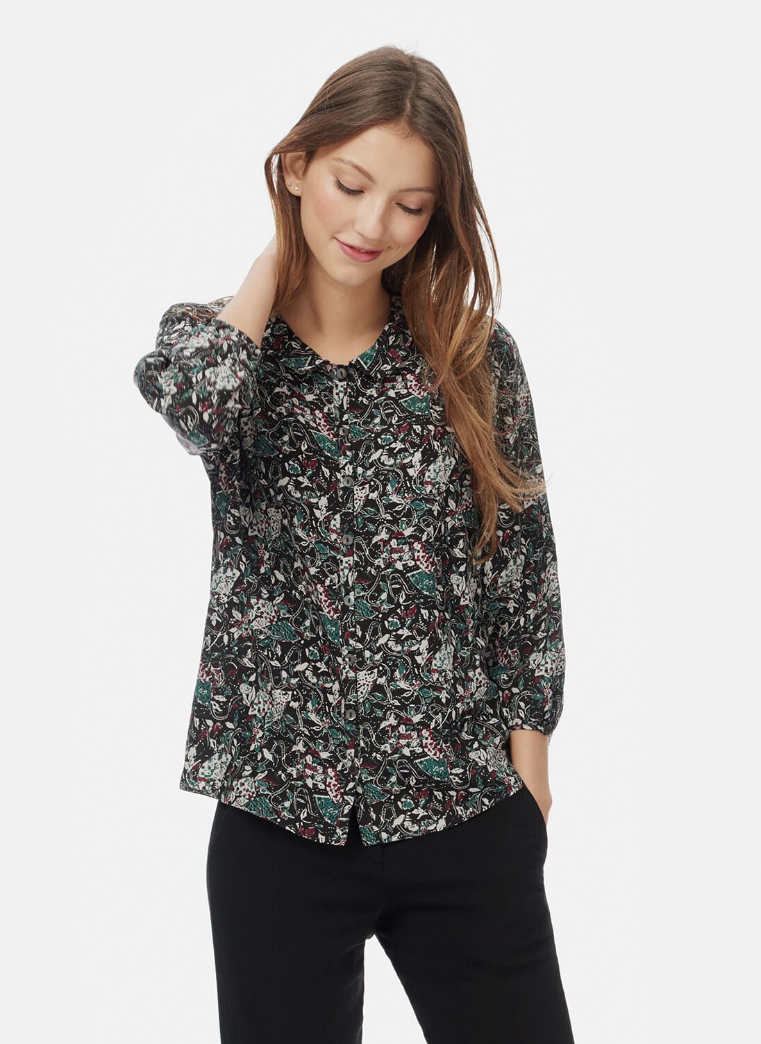 Liberty Silk Peter Pan Blouse | Brora.co.uk