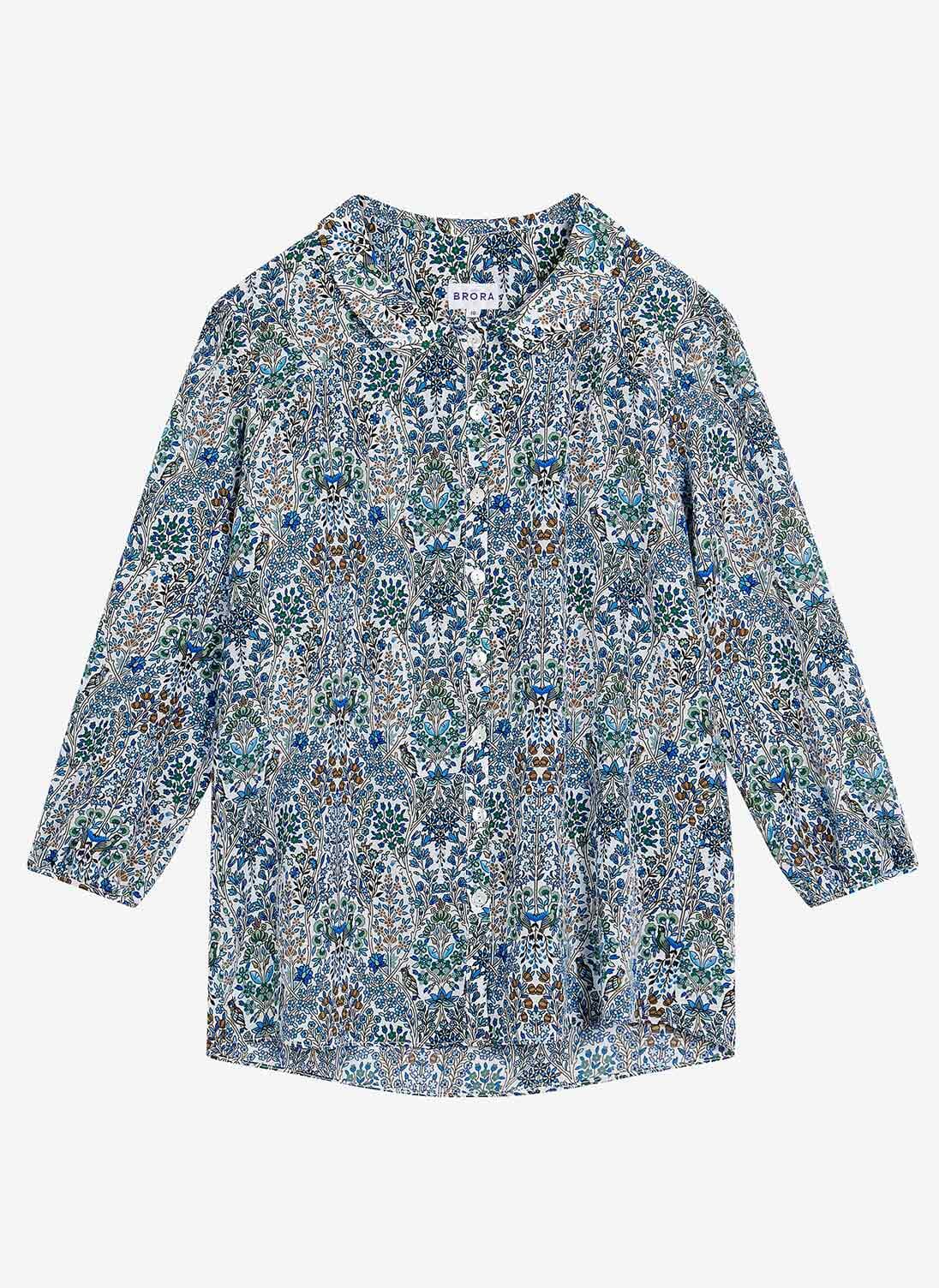 Periwinkle Bird Liberty Print Silk Peter Pan Blouse | Women's Blouses ...
