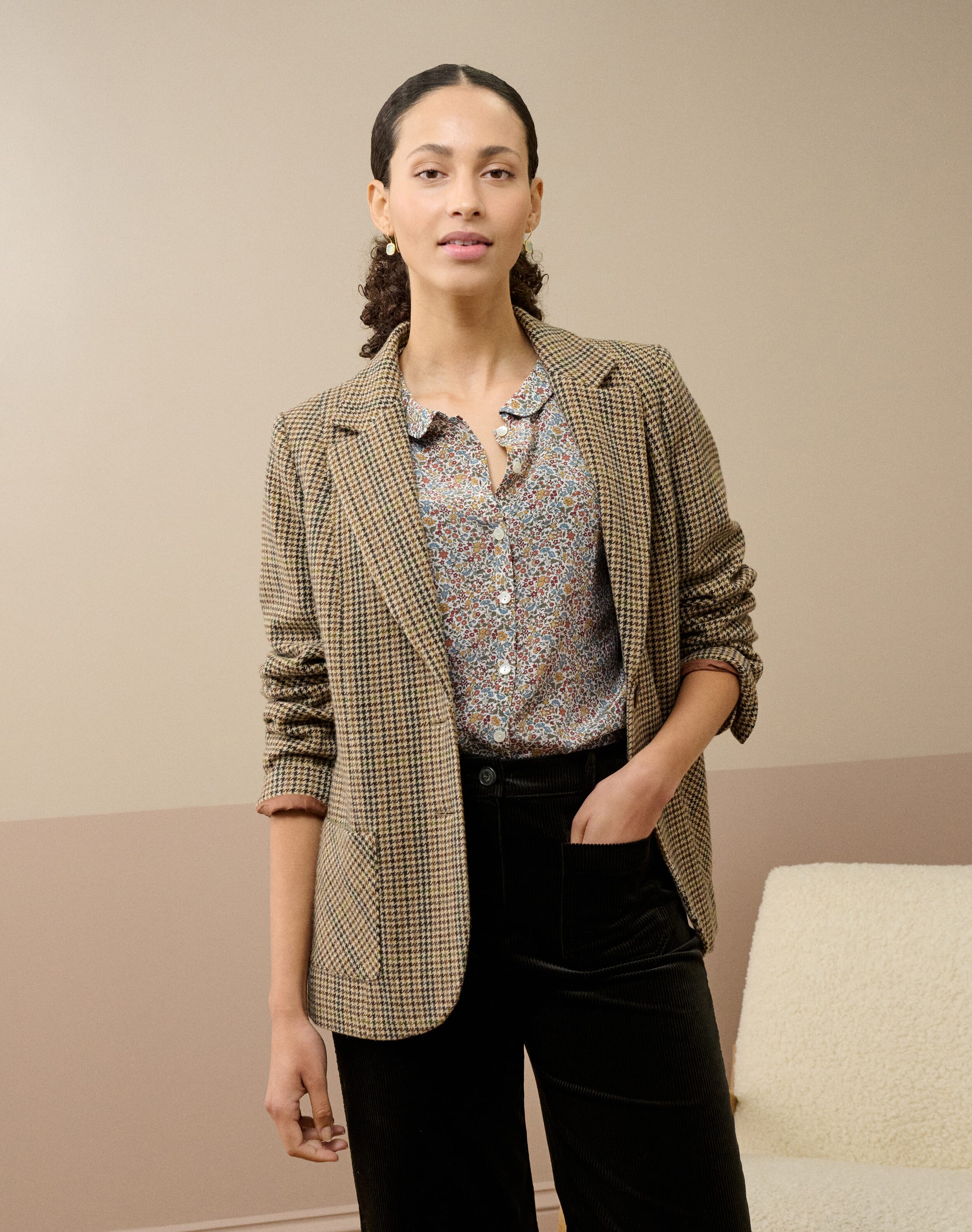 Liberty Print Silk Peter Pan Blouse in Henna Meadow | Brora Sale