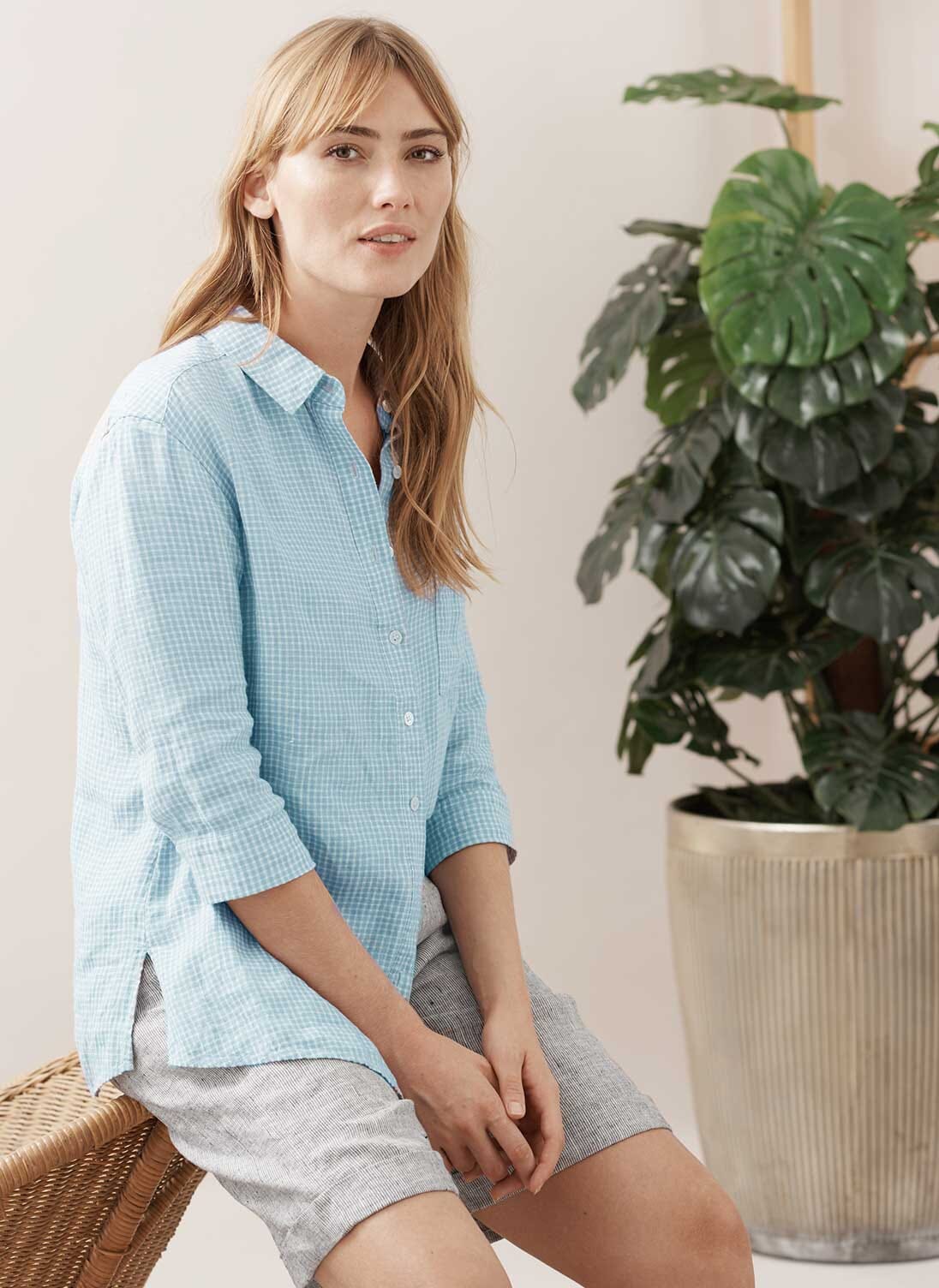 Checked Linen Shirt | Brora.co.uk