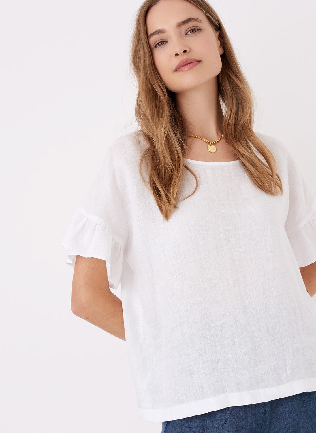 White Women's Linen Shell | Blouses & Shirts | Brora UK