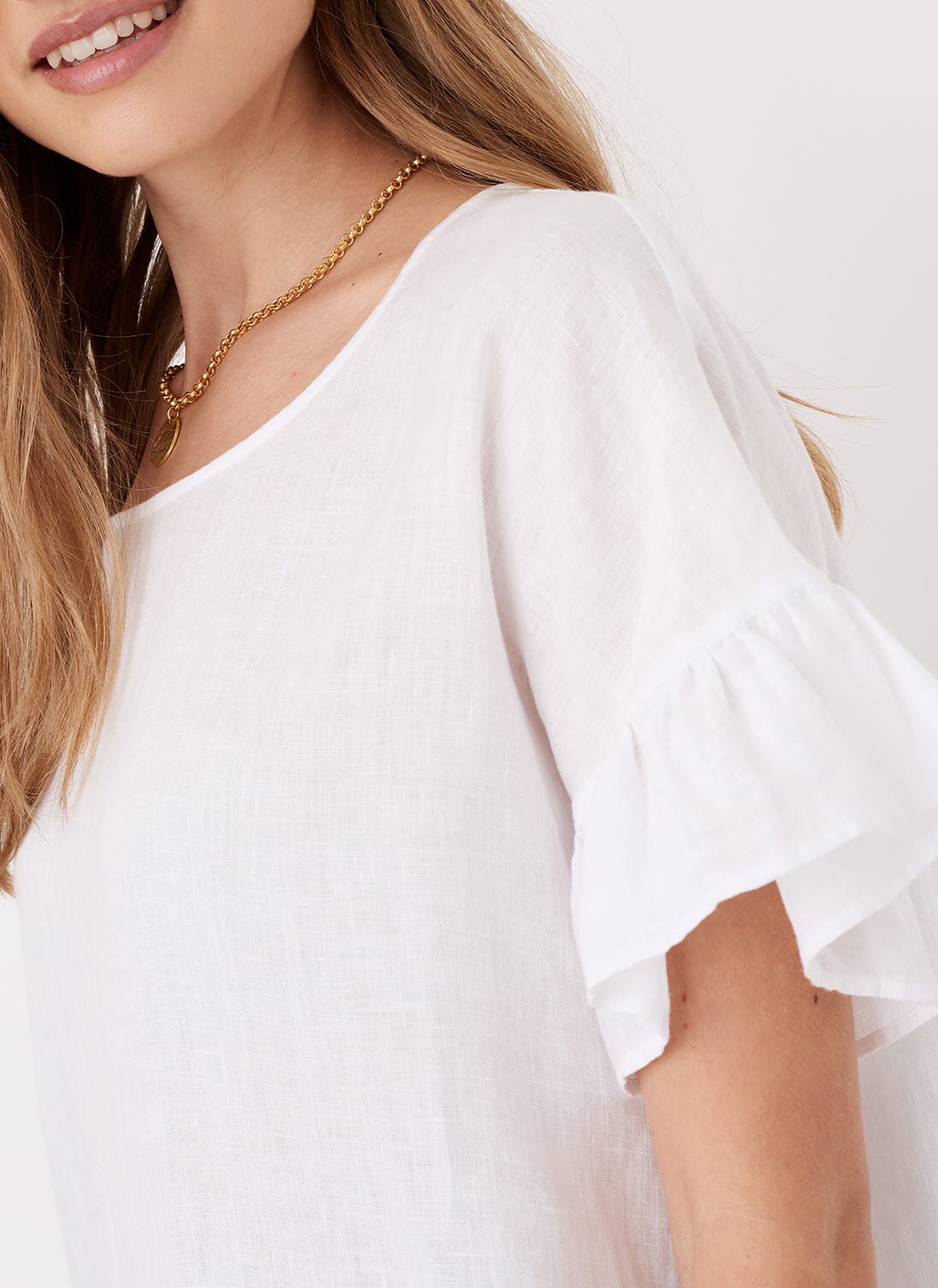 White Women's Linen Shell | Blouses & Shirts | Brora UK