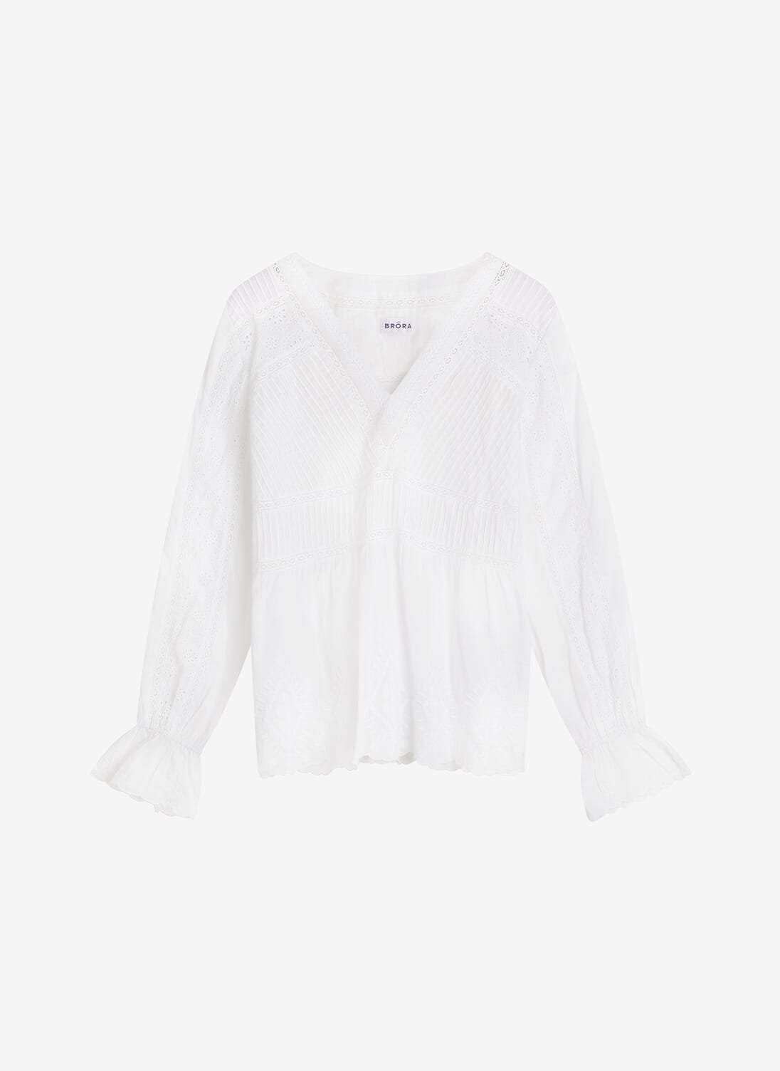 White Organic Cotton Pin Tuck Blouse | Women's Blouses | Brora