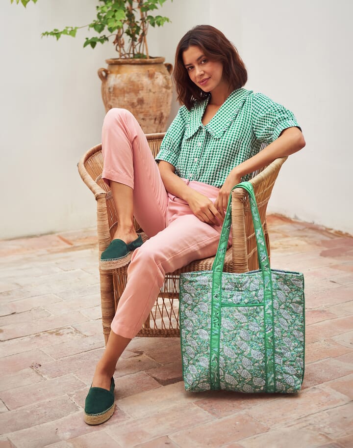 Green Gingham Chelsea Collar Blouse | Women's Shirts | Brora Fashion