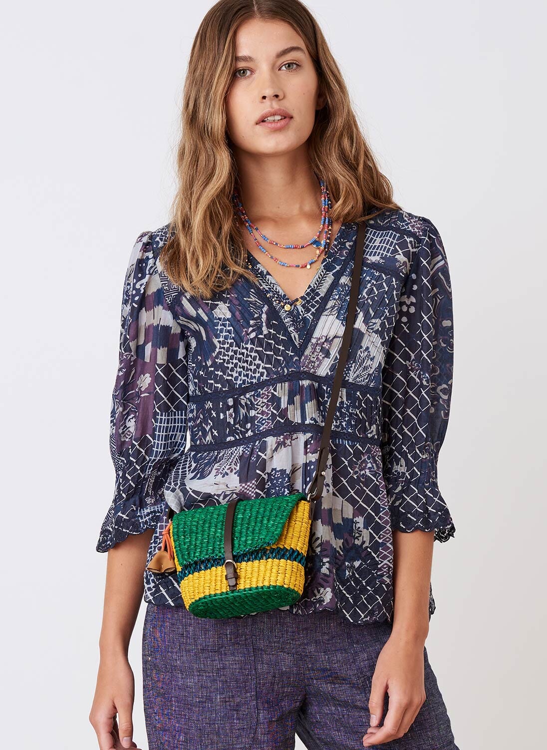 Silk Cotton Patchwork Print Blouse | Women's Blouses | Brora