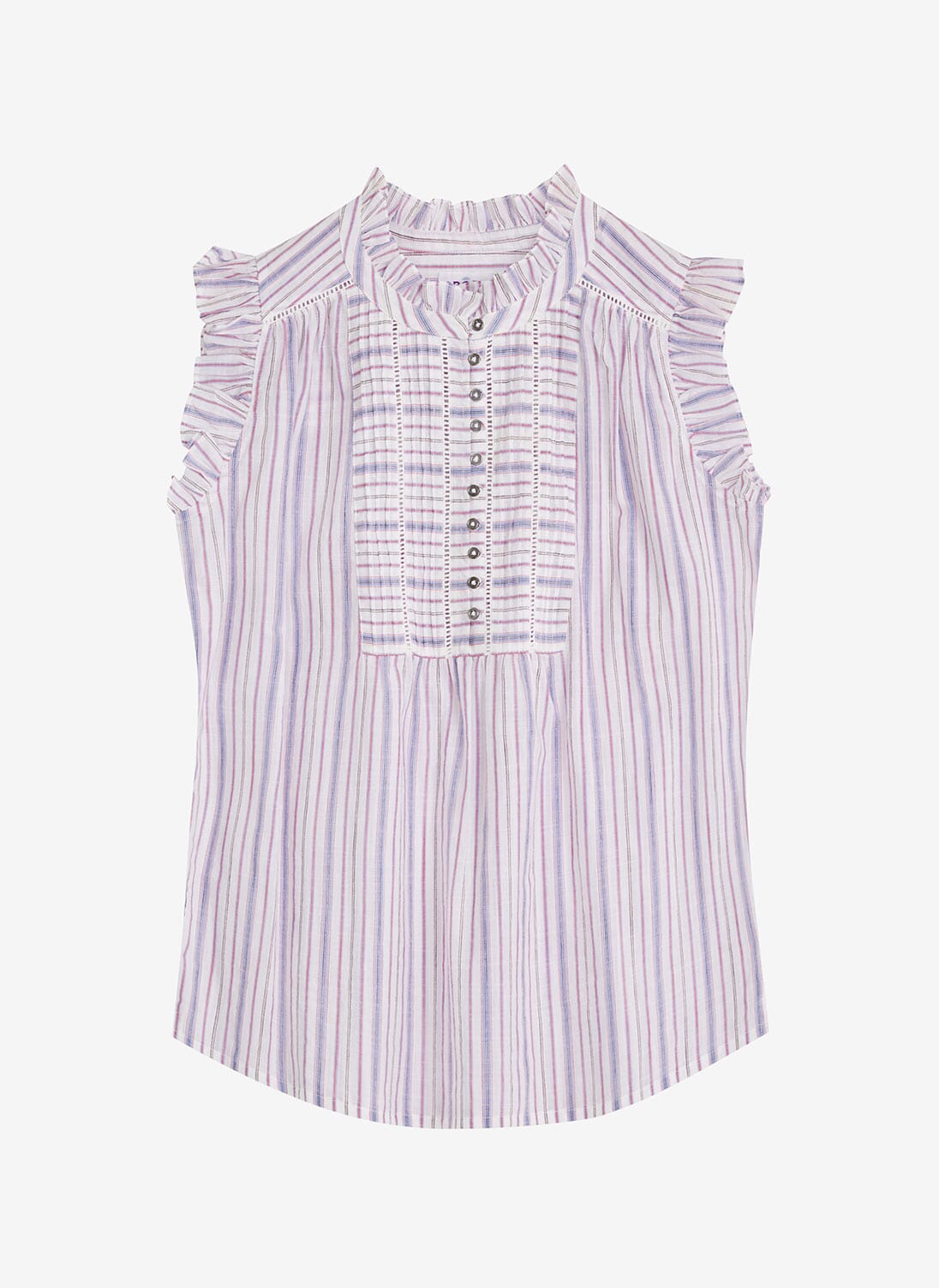 White & Iris Cotton Stripe Folk Blouse | Women's Blouses | Brora