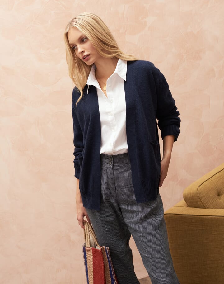 Long Line Linen Shirt in White | Blouses | Brora