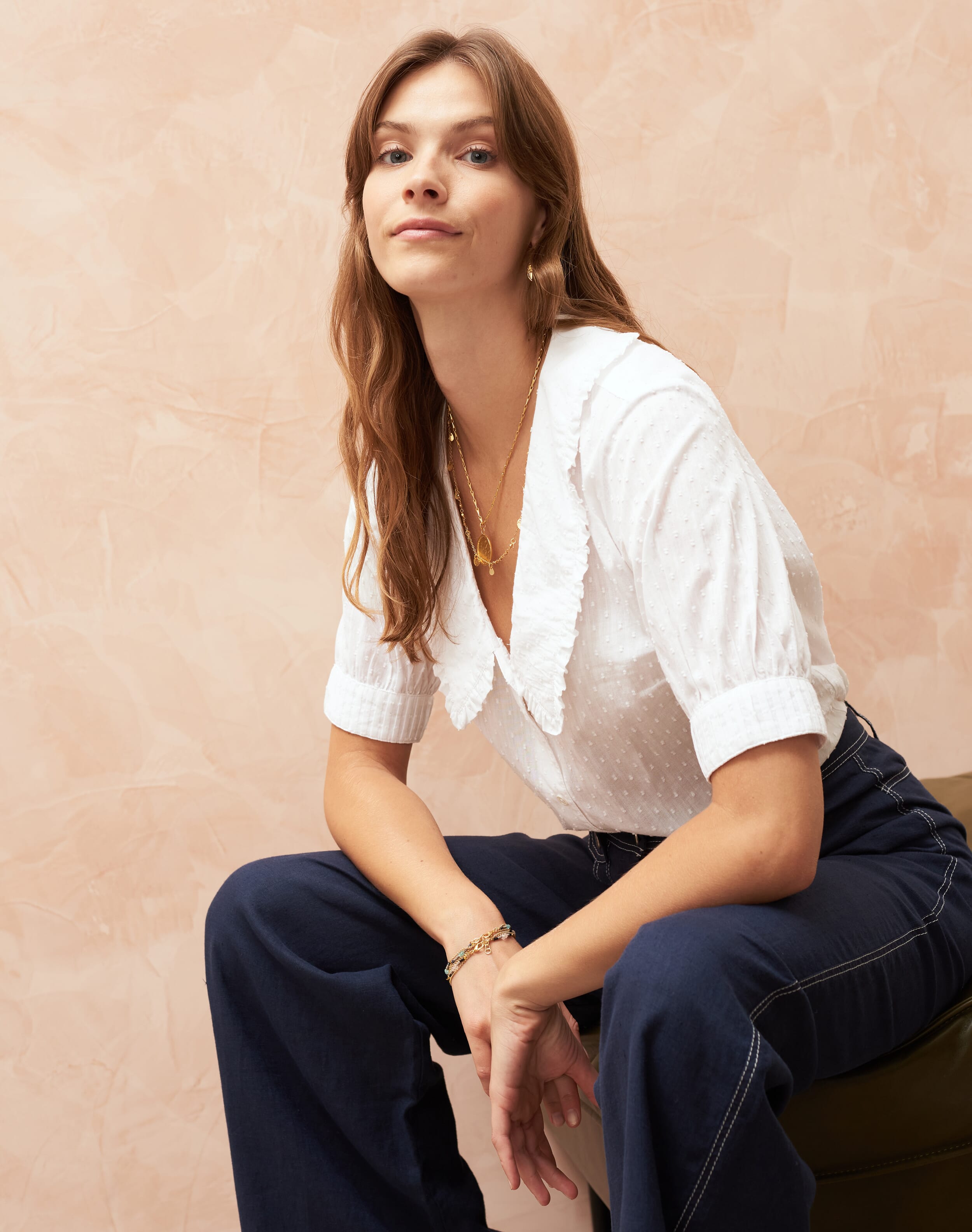 Organic Cotton Chelsea Collar Blouse in White | Brora