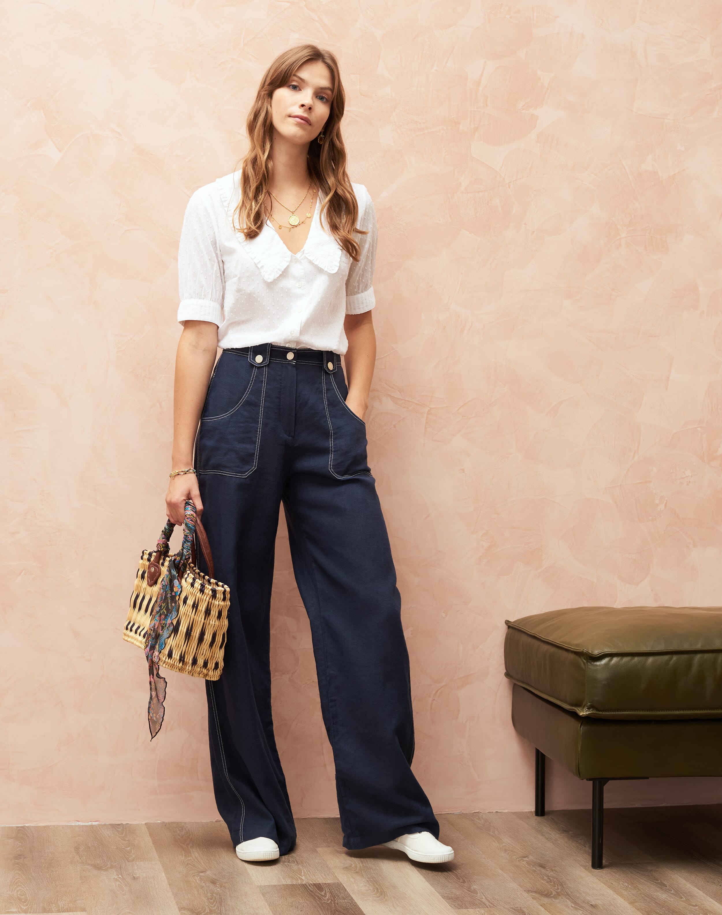 Organic Cotton Chelsea Collar Blouse in White | Brora