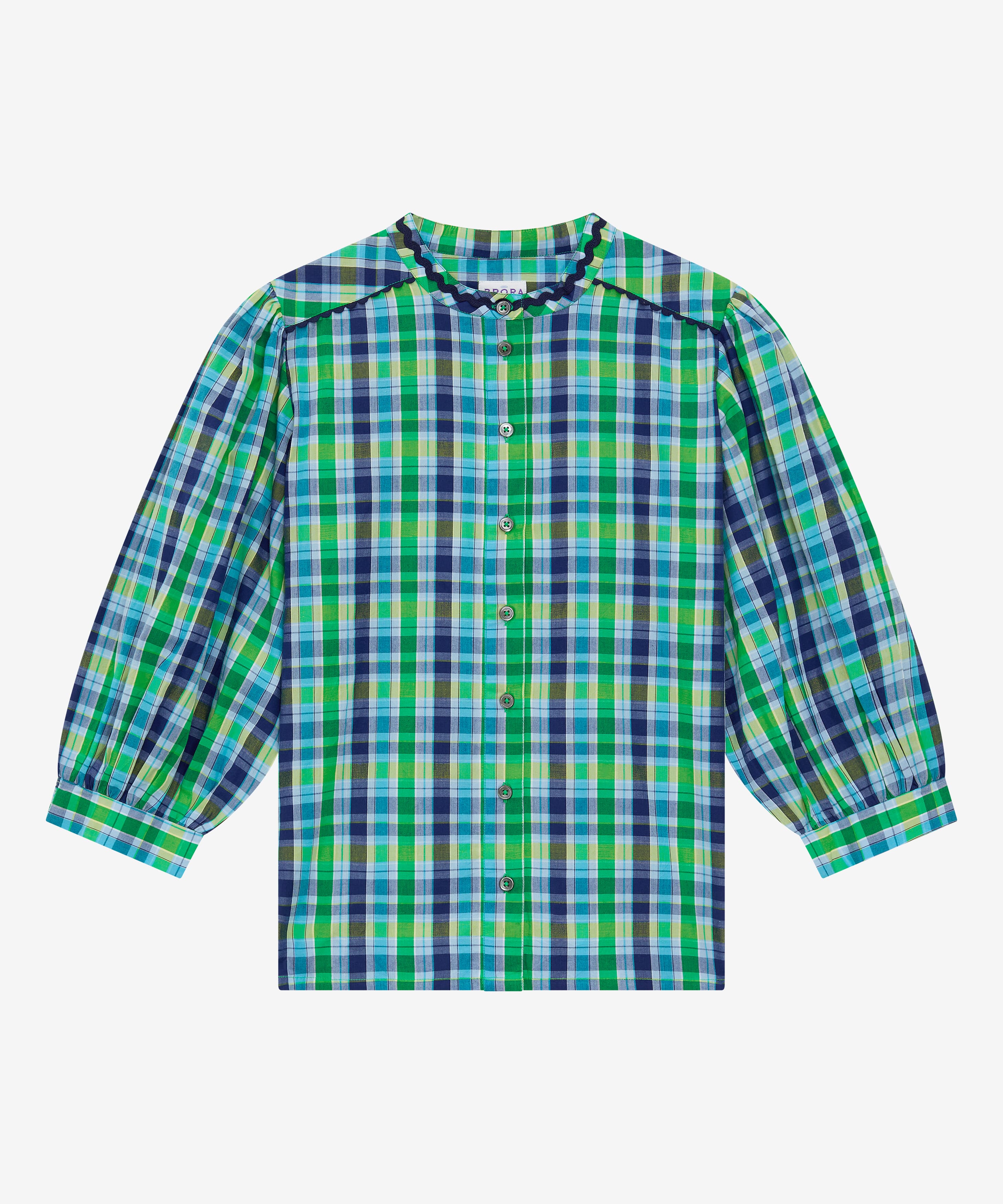 Green Cotton Check Ric Rac Shirt | Women's Shirts | Brora Fashion