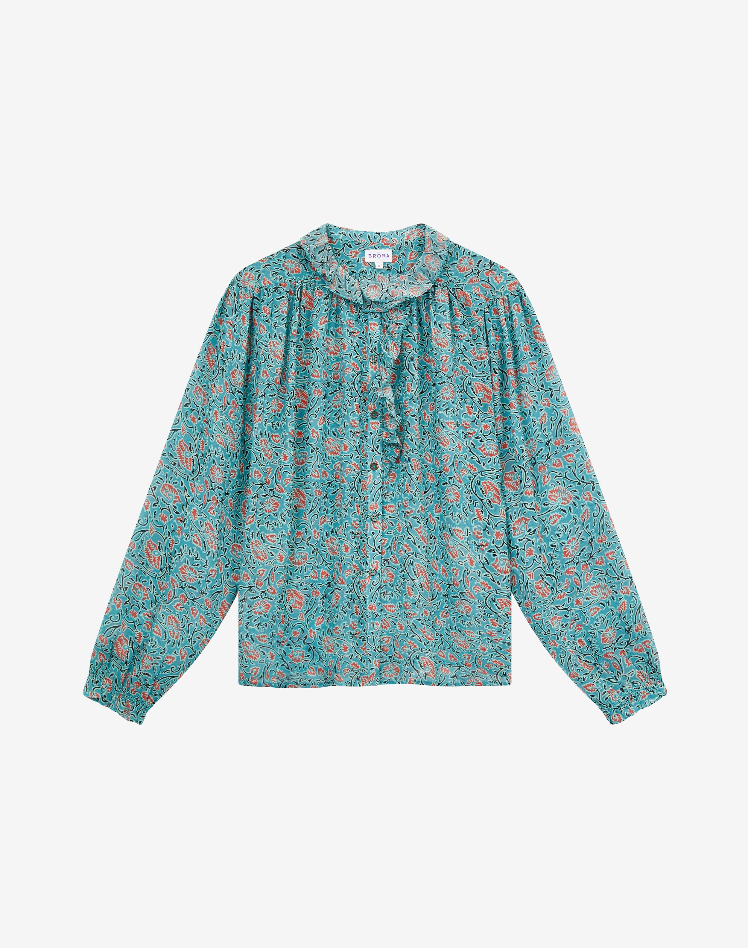 Blue Silk Ruffle Blouse | Women's Blouses | Brora Fashion